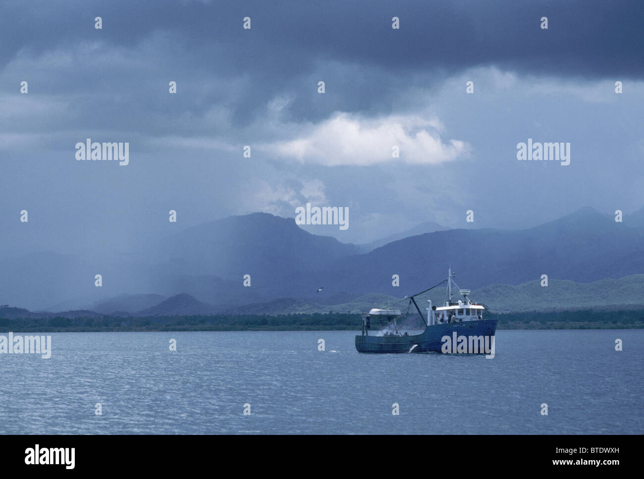 A commercial freshwater fishing vessel on Lake Malawi - a Stern Trawler ...