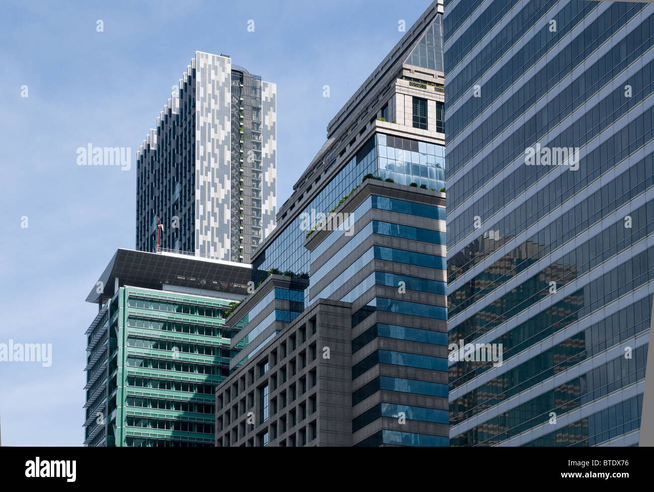 High-rise office buildings in the financial district of Bangkok ...