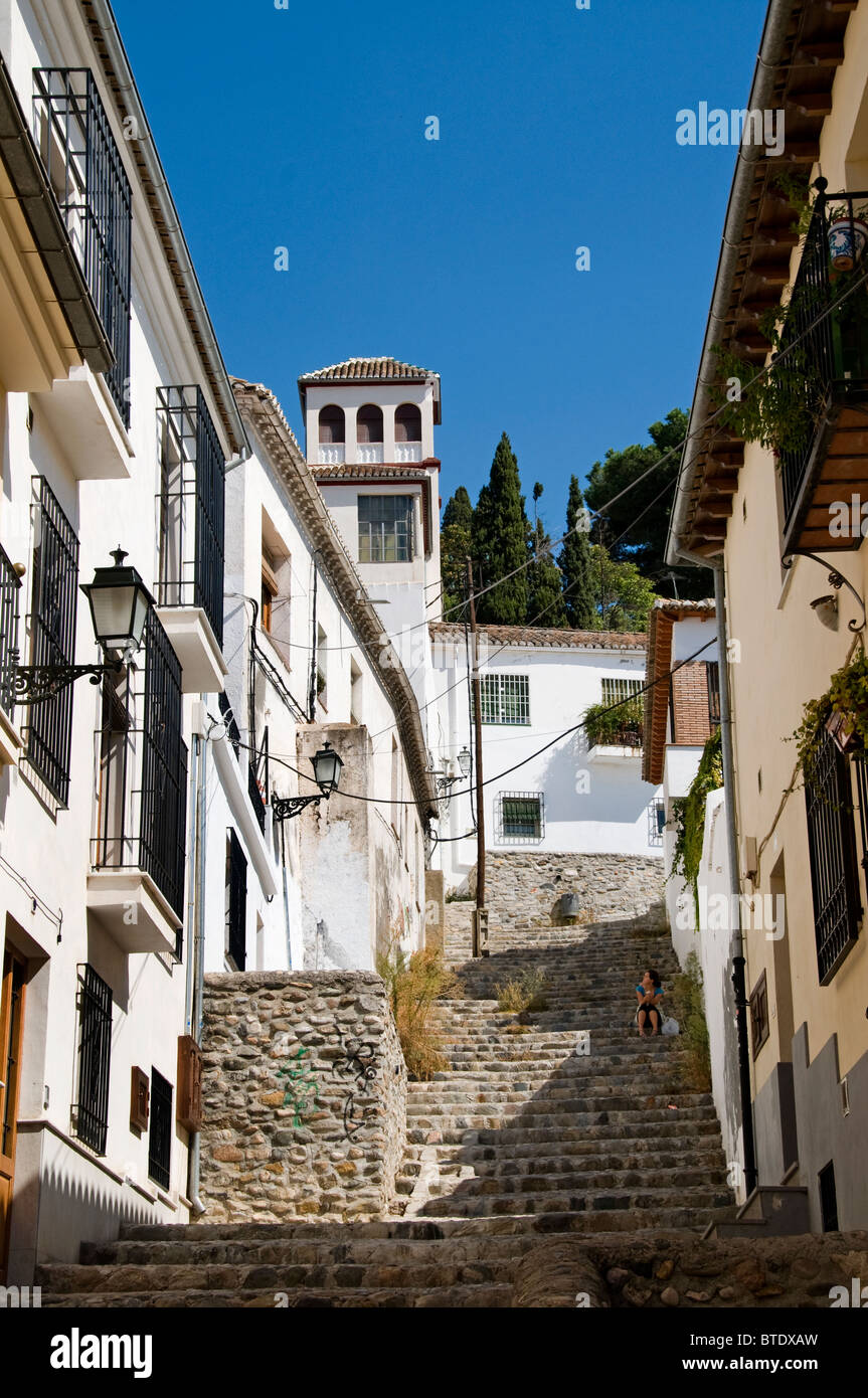 Granada town city historic center Spain Andalusia Murallas del Albaicin ...