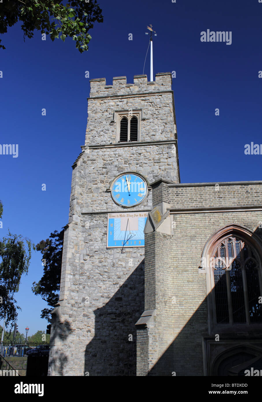 Fifteenth-century tower of St Mary's Church, Putney, London, England ...