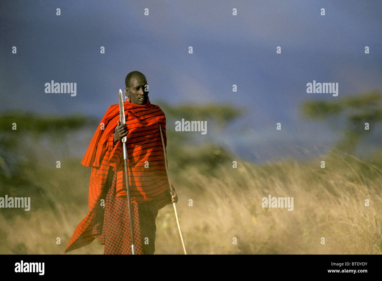 Masaai moran in traditional dress Stock Photo - Alamy