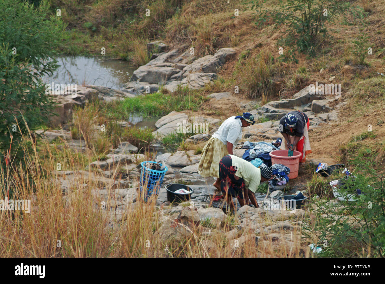 Zulu Maidens Wash Themselves River