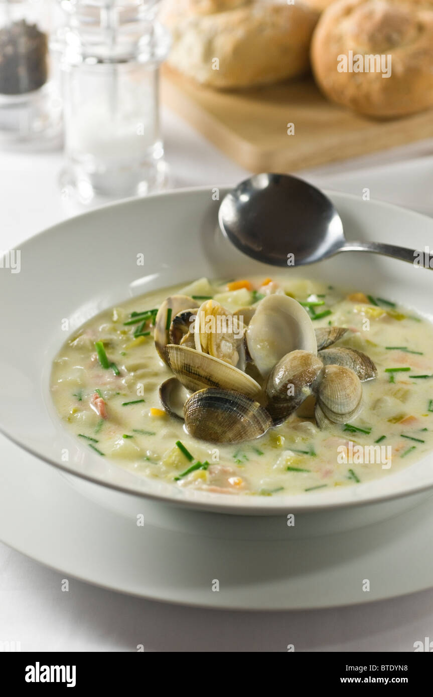 Clam chowder seafood soup Stock Photo - Alamy