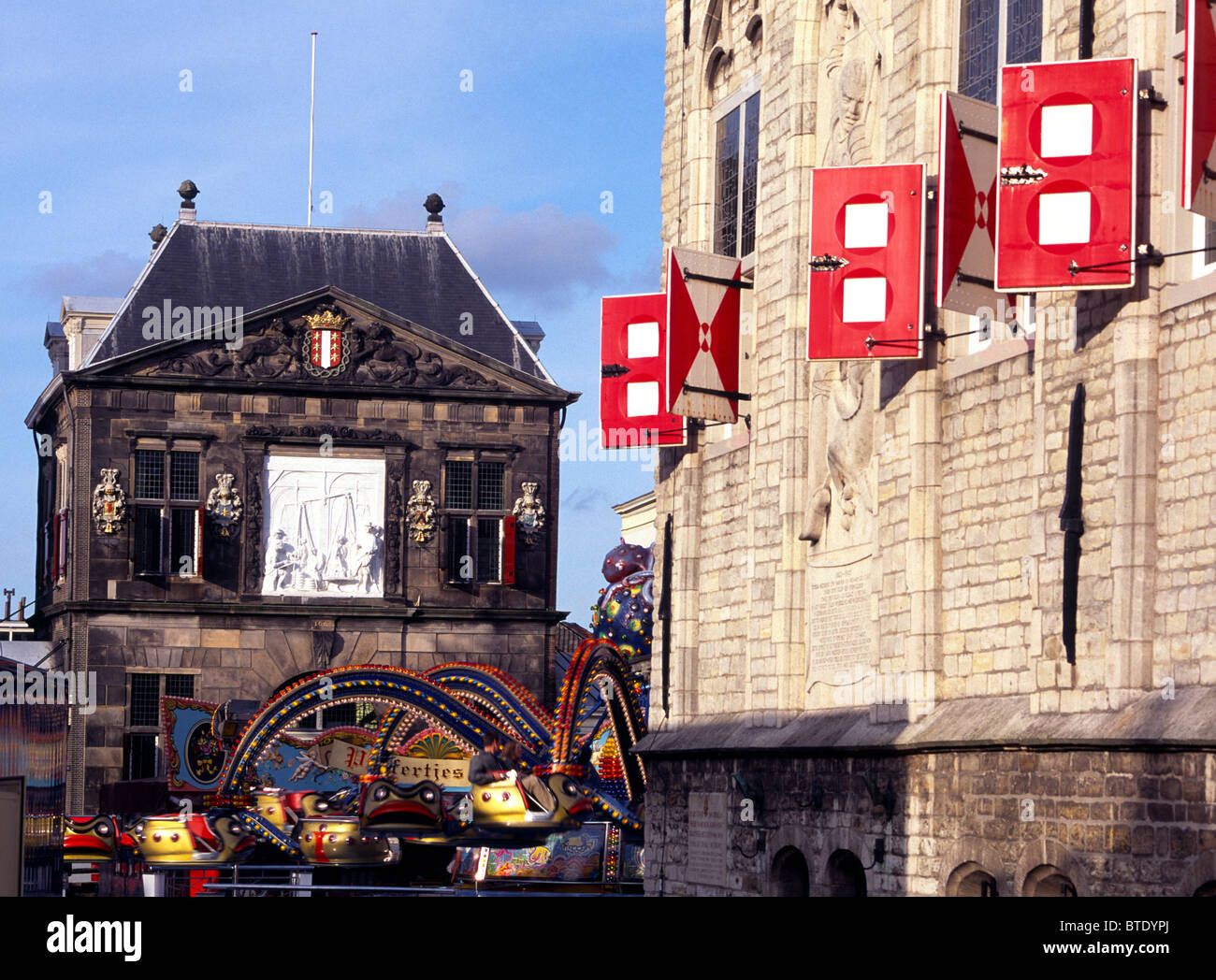 Cheese Weighing Hall,Town Hall & Funfair Stock Photo - Alamy