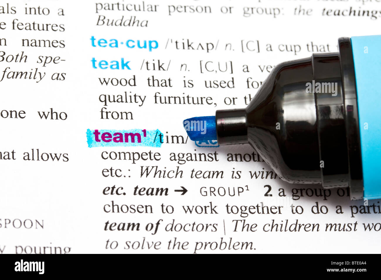 The word "Team" highlighted in a dictionary Stock Photo - Alamy