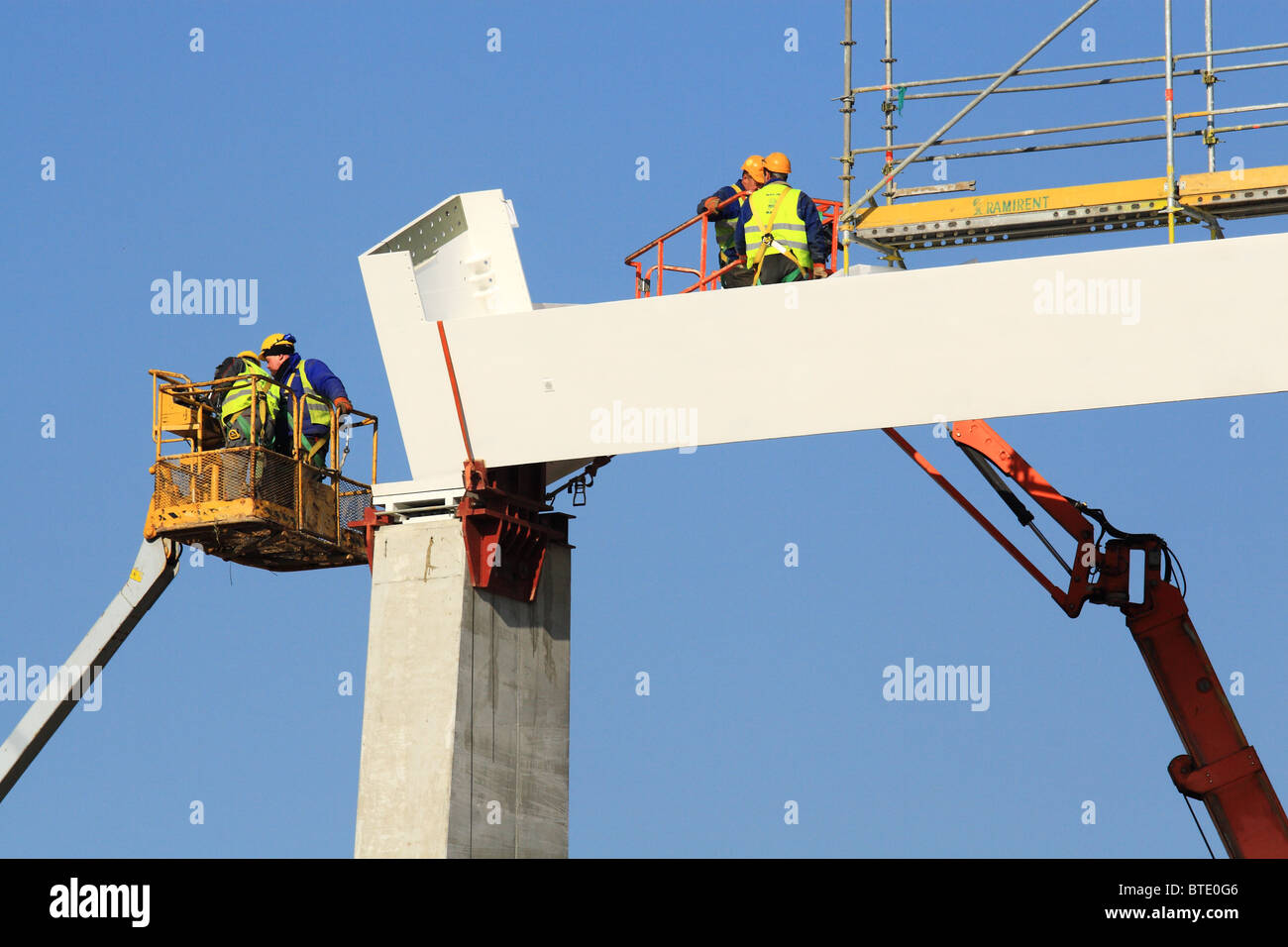 Construction of a modern arena type stadium. Stadion Slaski, Silesia ...