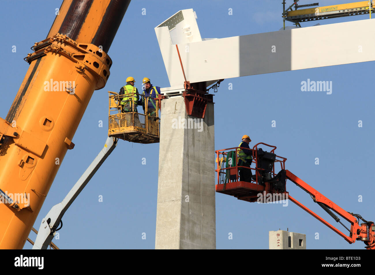 Construction of a modern arena type stadium. Stadion Slaski, Silesia ...