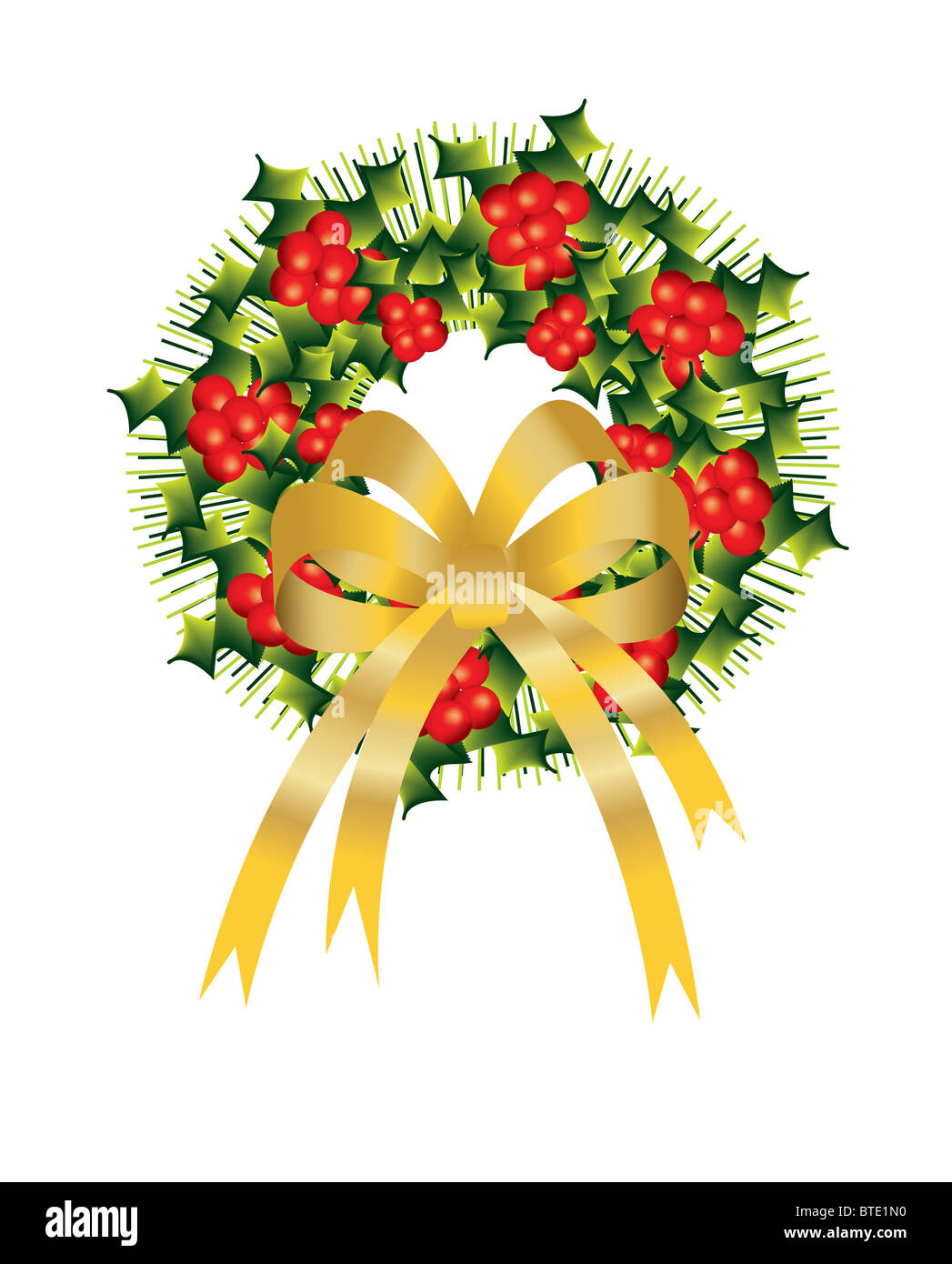 Merry christmas holly and red bow hi-res stock photography and images ...