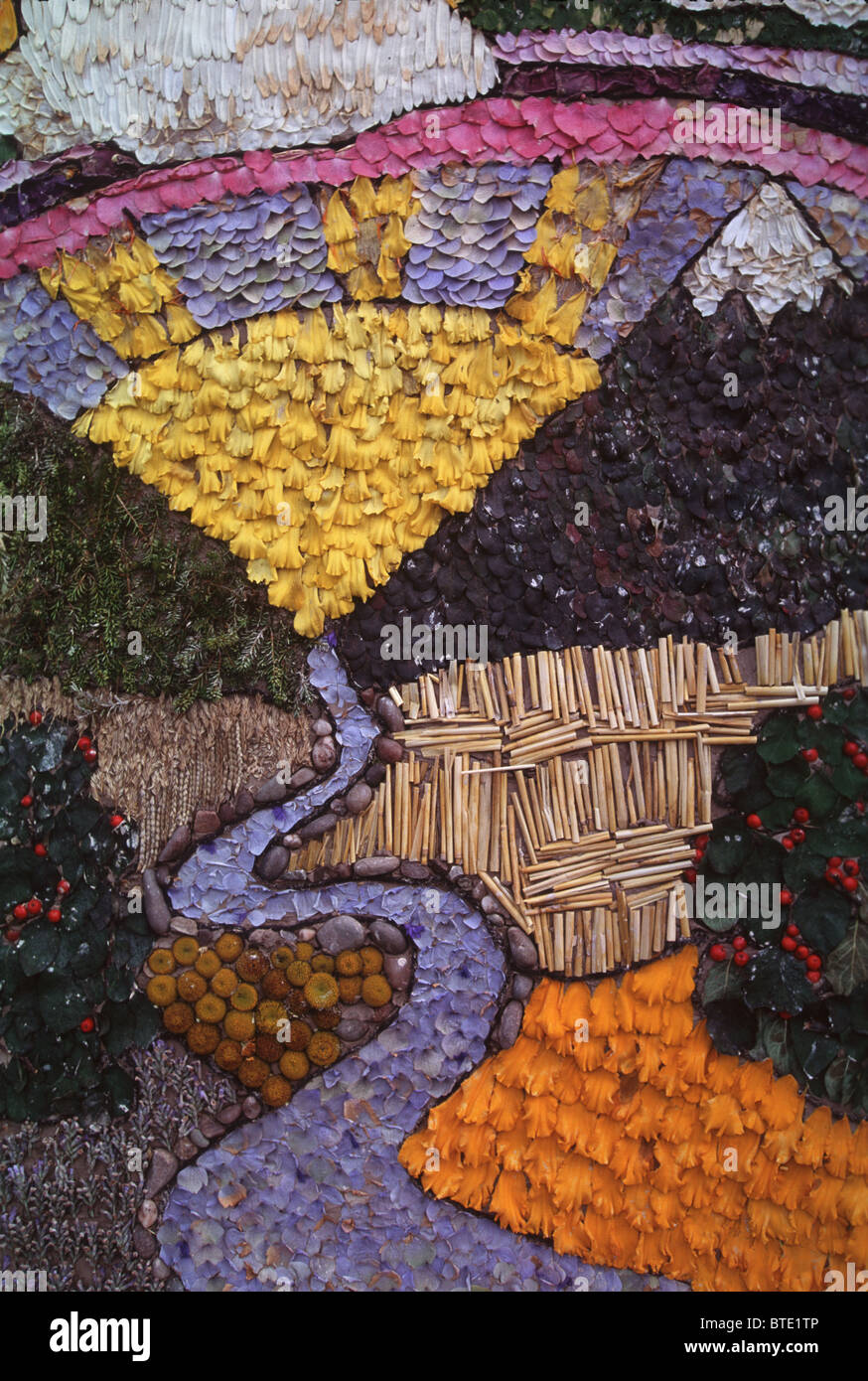 Well dressing detail, Peak District National Park. UK Stock Photo - Alamy