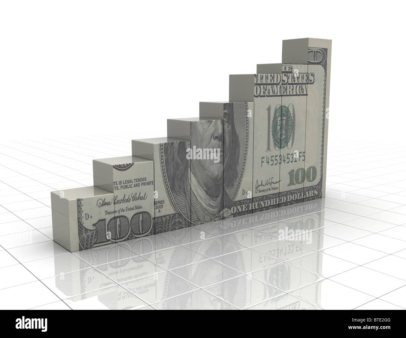 Money graph rising cash texture on white background Stock Photo - Alamy