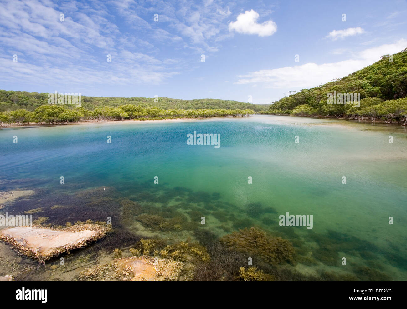 Coastal estuary on the Port Hacking River, Royal National Park, Sydney ...