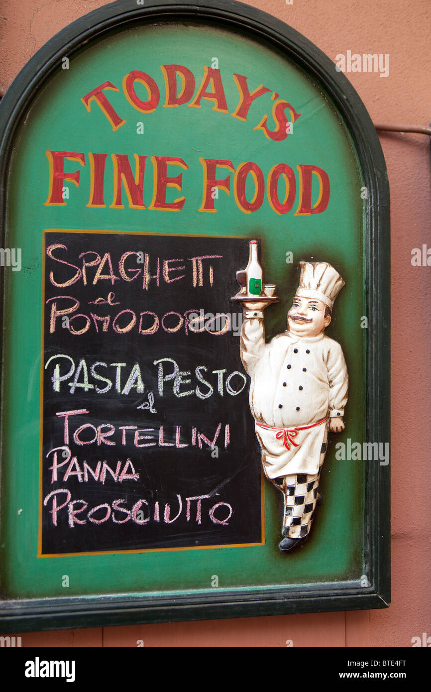 Menu outside Restaurant Bellagio Lake Como Stock Photo - Alamy