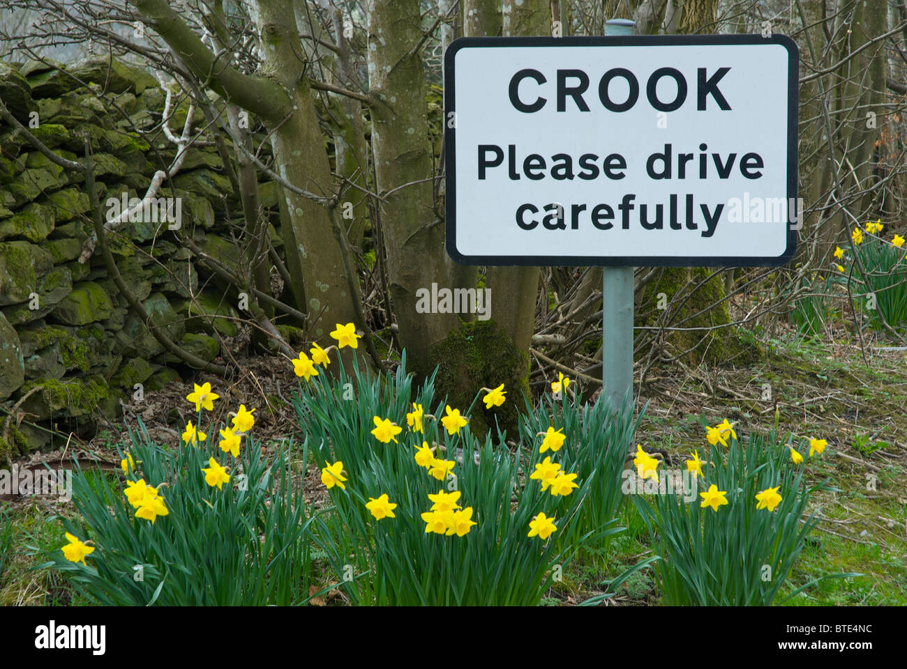 Sign for the village of Crook, near Kendal, Lake District National Park ...