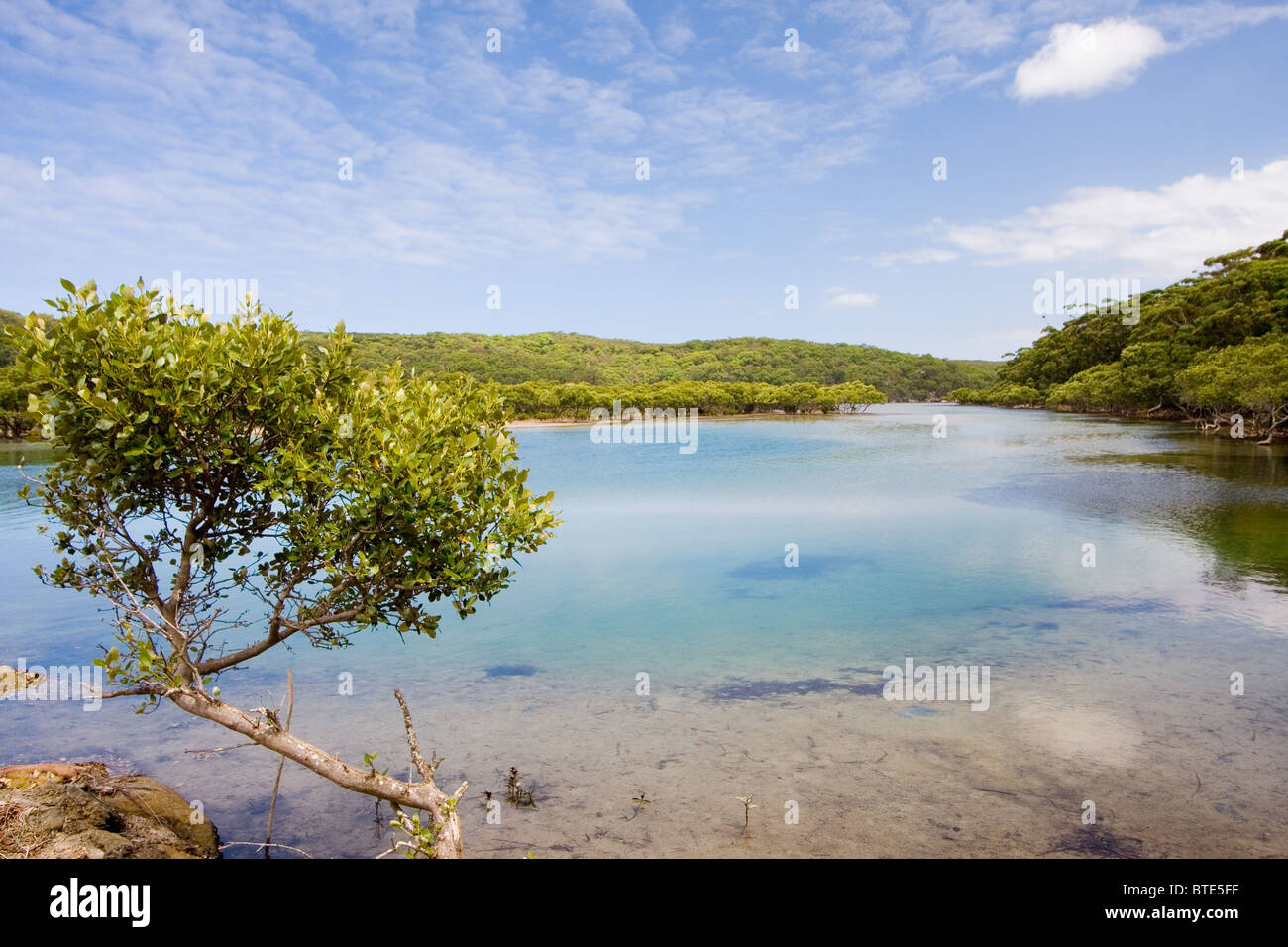 Coastal estuary on the Port Hacking River, Royal National Park, Sydney ...