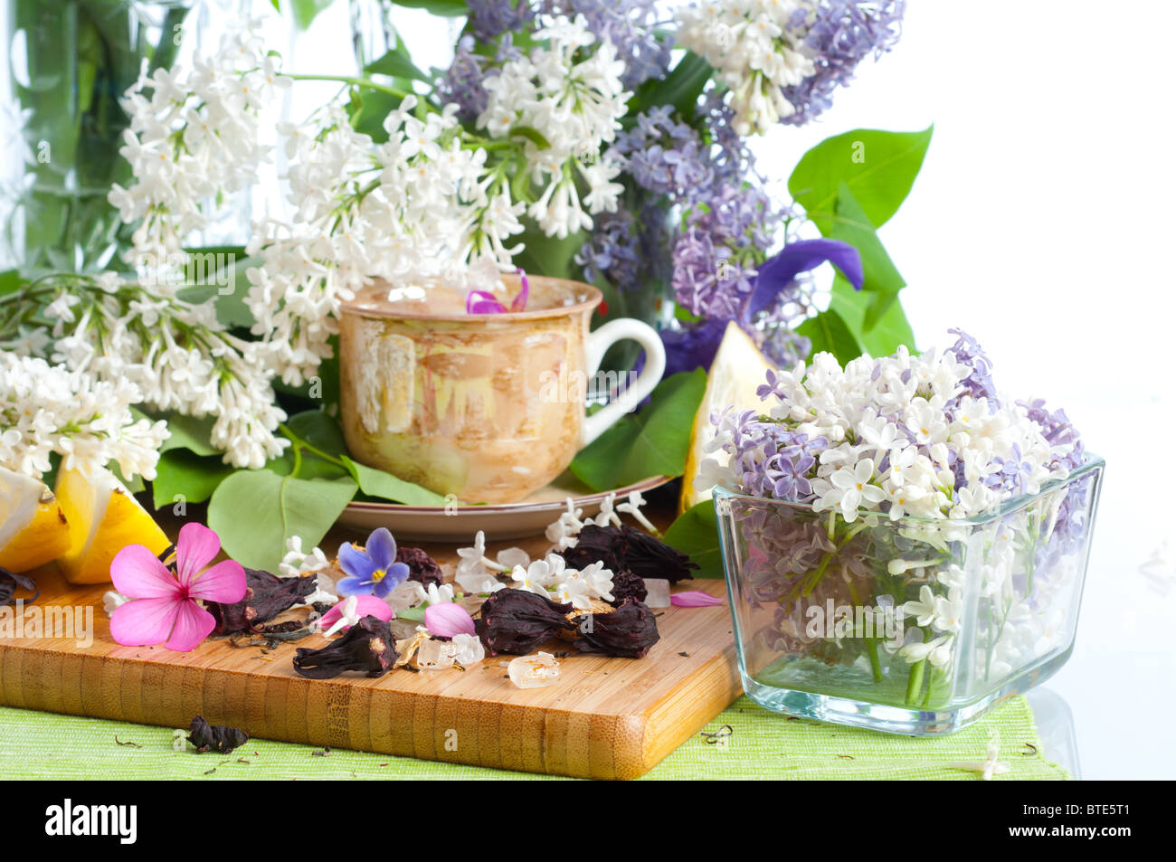 cup of tea and spring branch, flower Stock Photo - Alamy