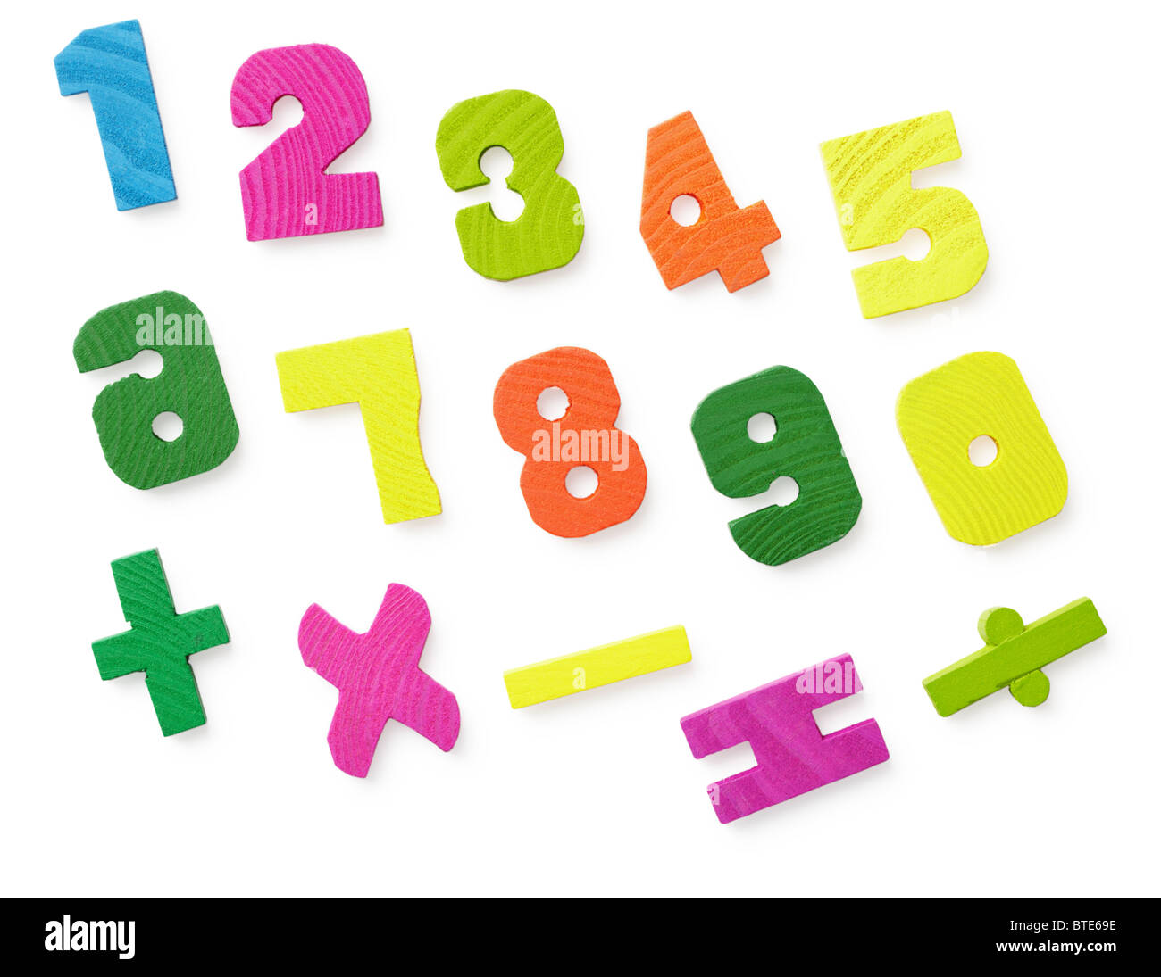 Wooden figures for the study of mathematics isolated on white ...