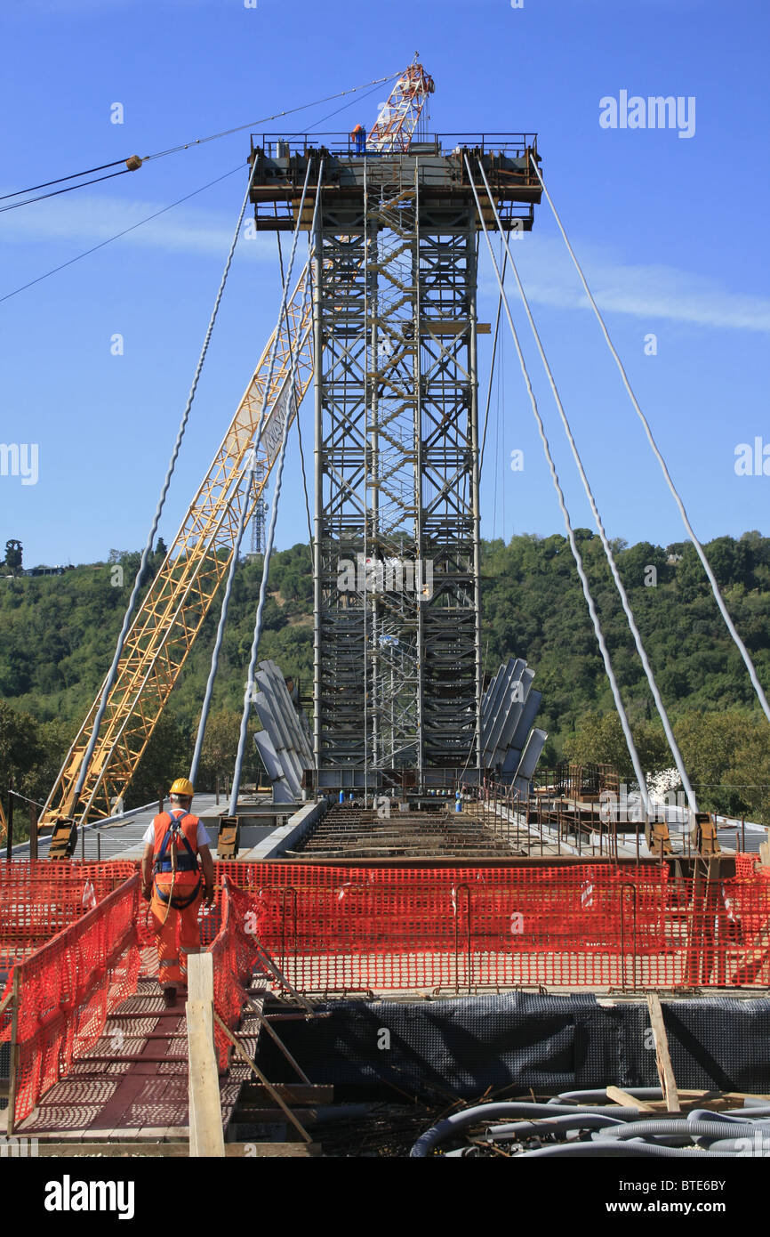 modern bridge under construction over the tiber in rome, italy Stock ...