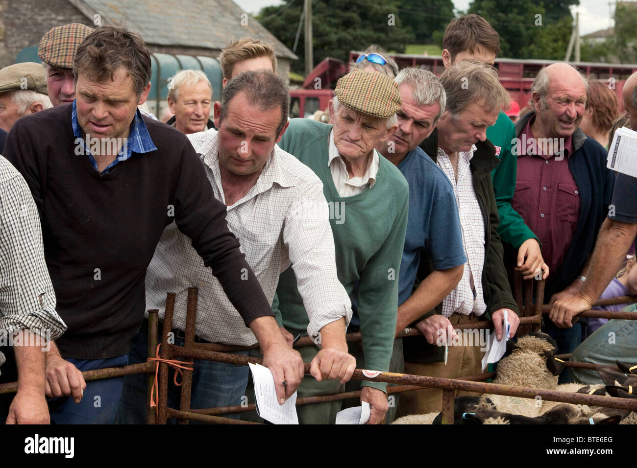 A crowd of sheep farmers and wholesale buyers taking part in the ...