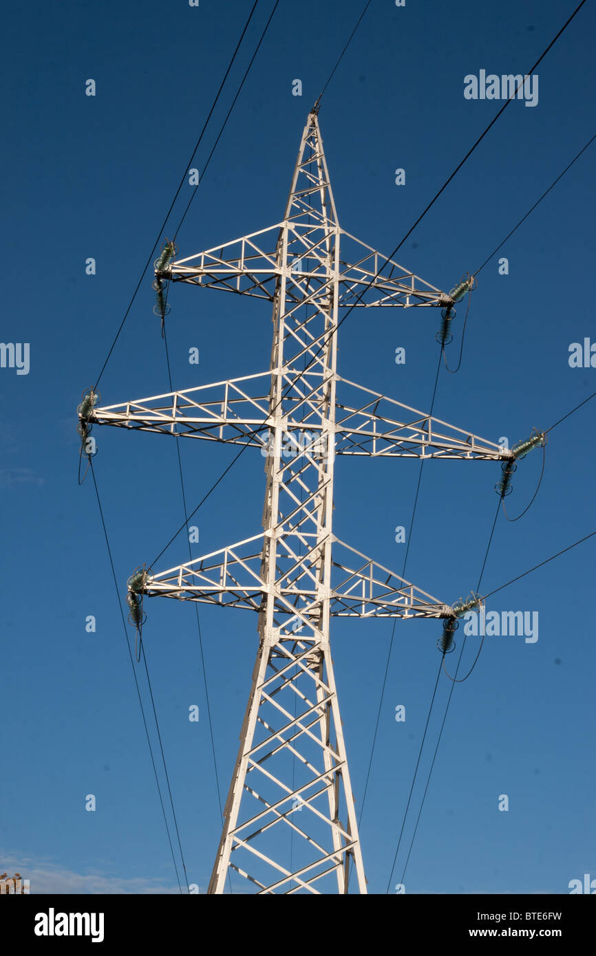 High voltage electricity pylon Stock Photo - Alamy