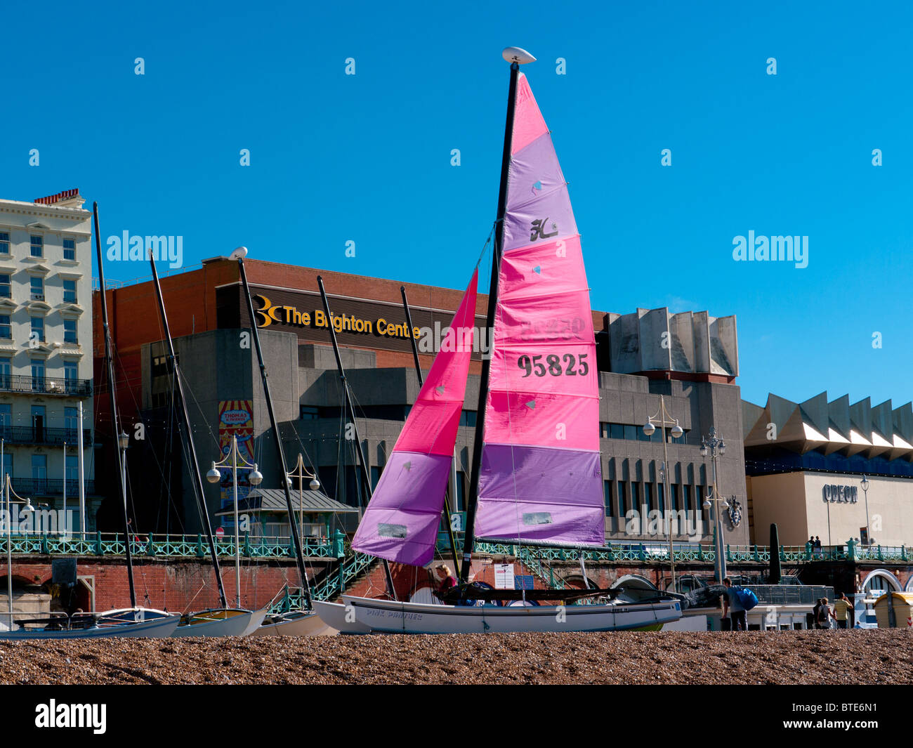 Yachts and sailing Dingys on Brighton Beach by the West Pier, East ...