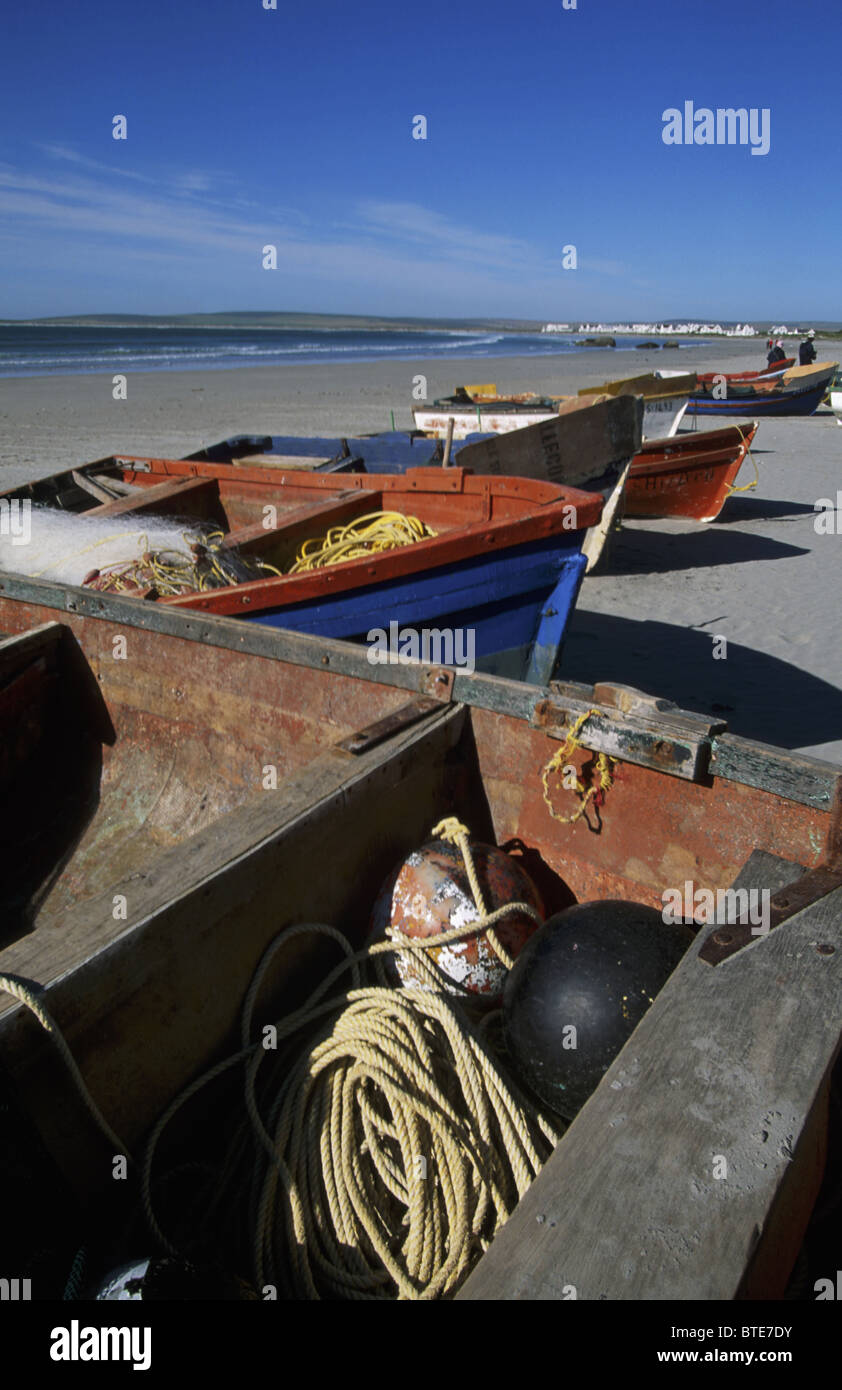 Fishing boats on the beach at Paternoster on the Cape West Coast an ...