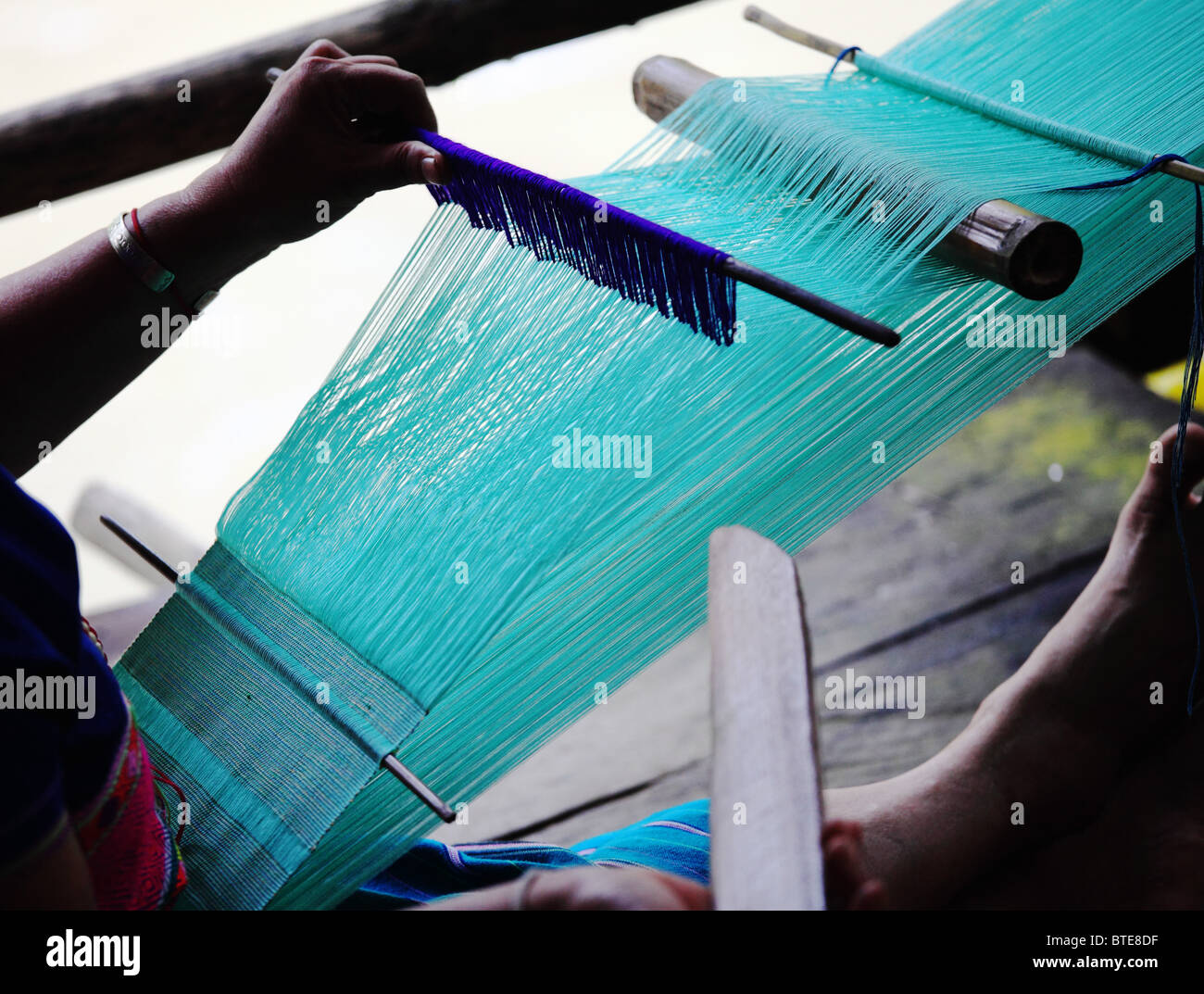 detail of traditional thai loom at work Stock Photo - Alamy