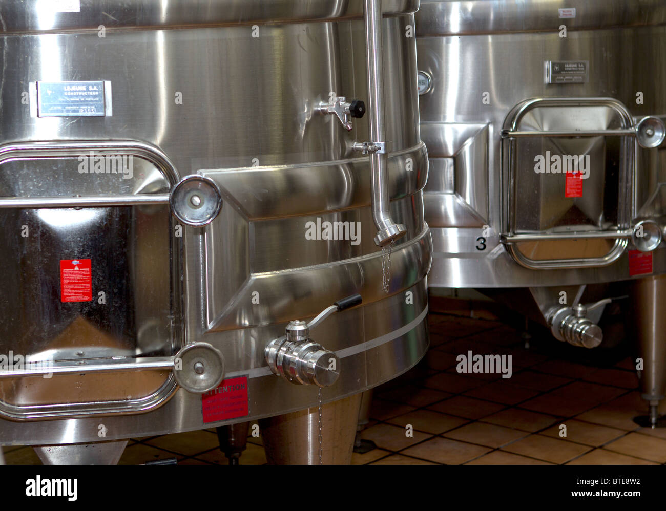 Stainless steel wine vats used for storing and fermentation of wine in ...
