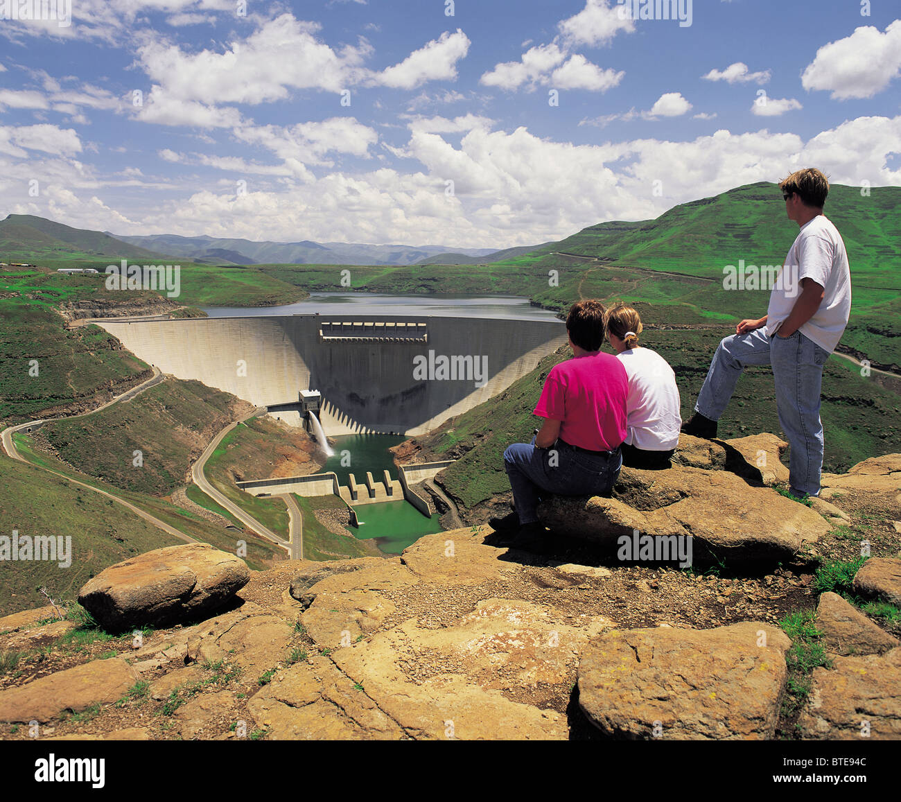 Visitors viewing the Katse Dam Wall in Lesotho Stock Photo - Alamy