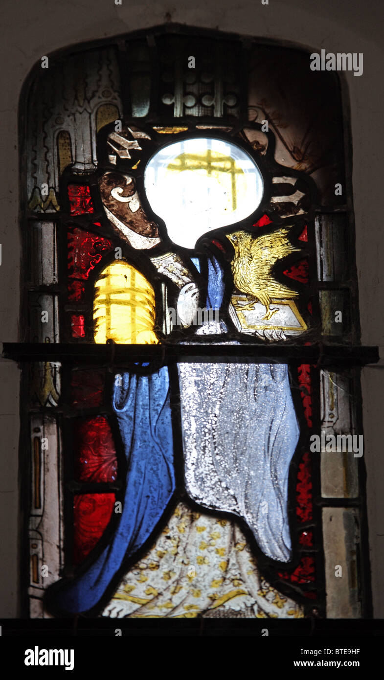 A 15th century medieval stained glass window depicting Saint John the ...