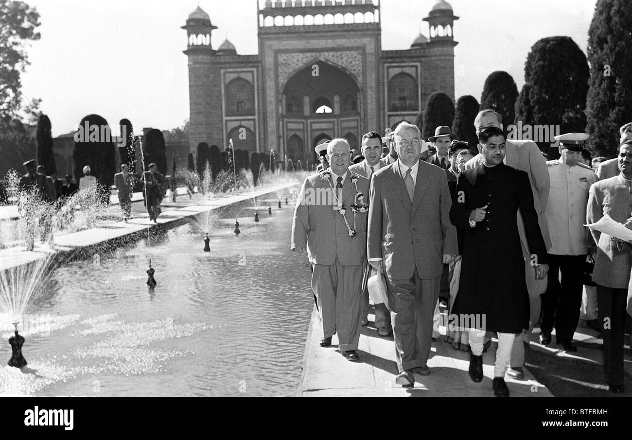 Nikita Khrushchev Nikolai Bulganin Black and White Stock Photos ...