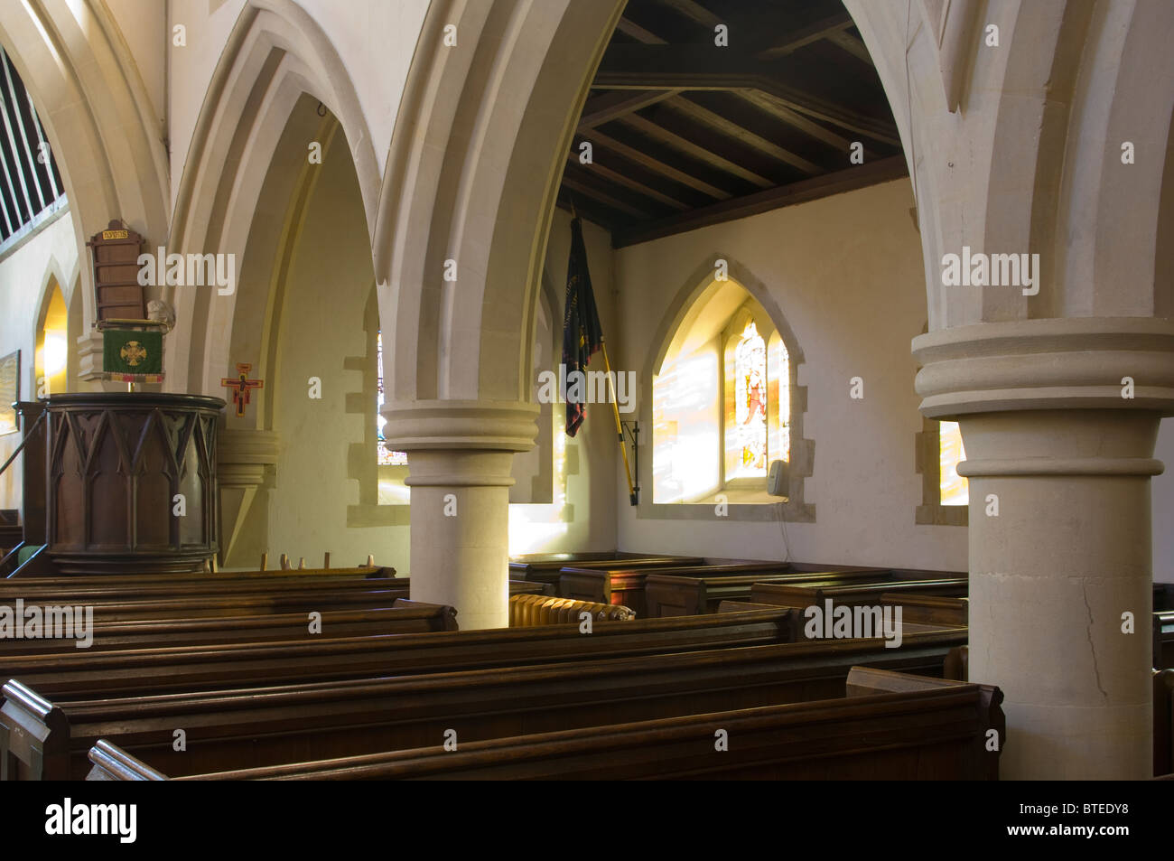 Interior View Towards The Pulpit St Mary Magdalene Church Rusper West ...