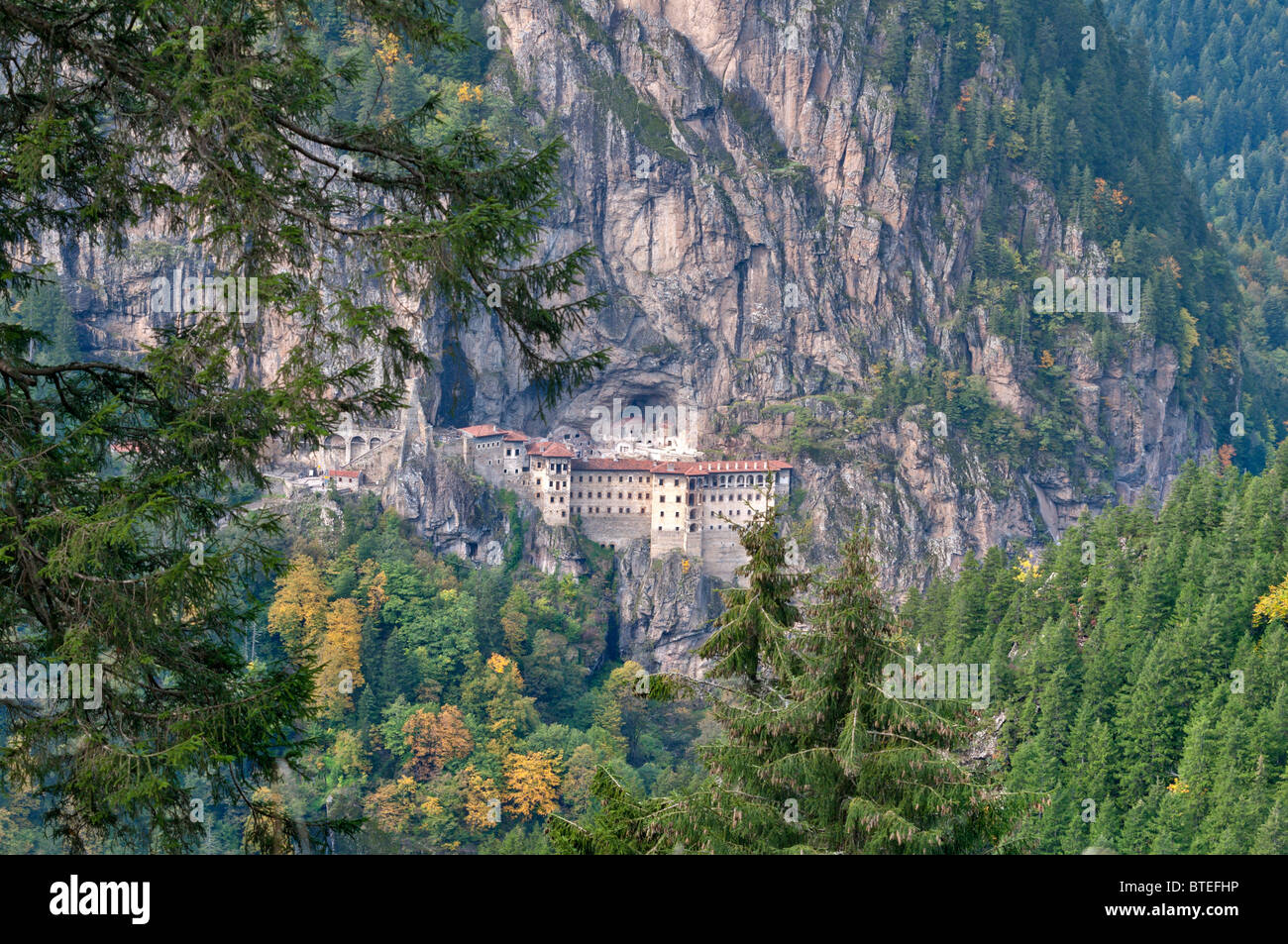 Sumela Monastery or Meryem Ana (Virgin Mary) in the Zigana Mountains ...