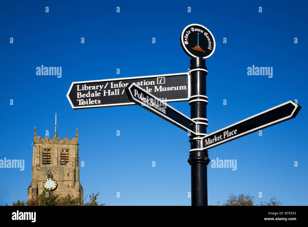 Bedale Town Council Sign North Yorkshire England Stock Photo - Alamy