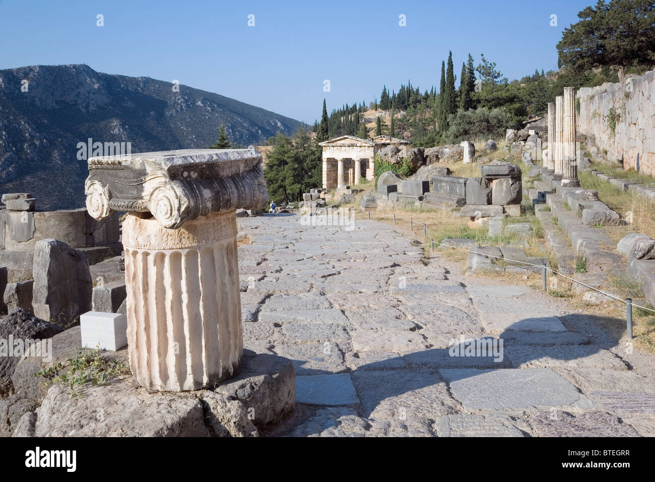Ancient Delphi, Greece. The Sacred Way leading to the Treasury of Stock ...
