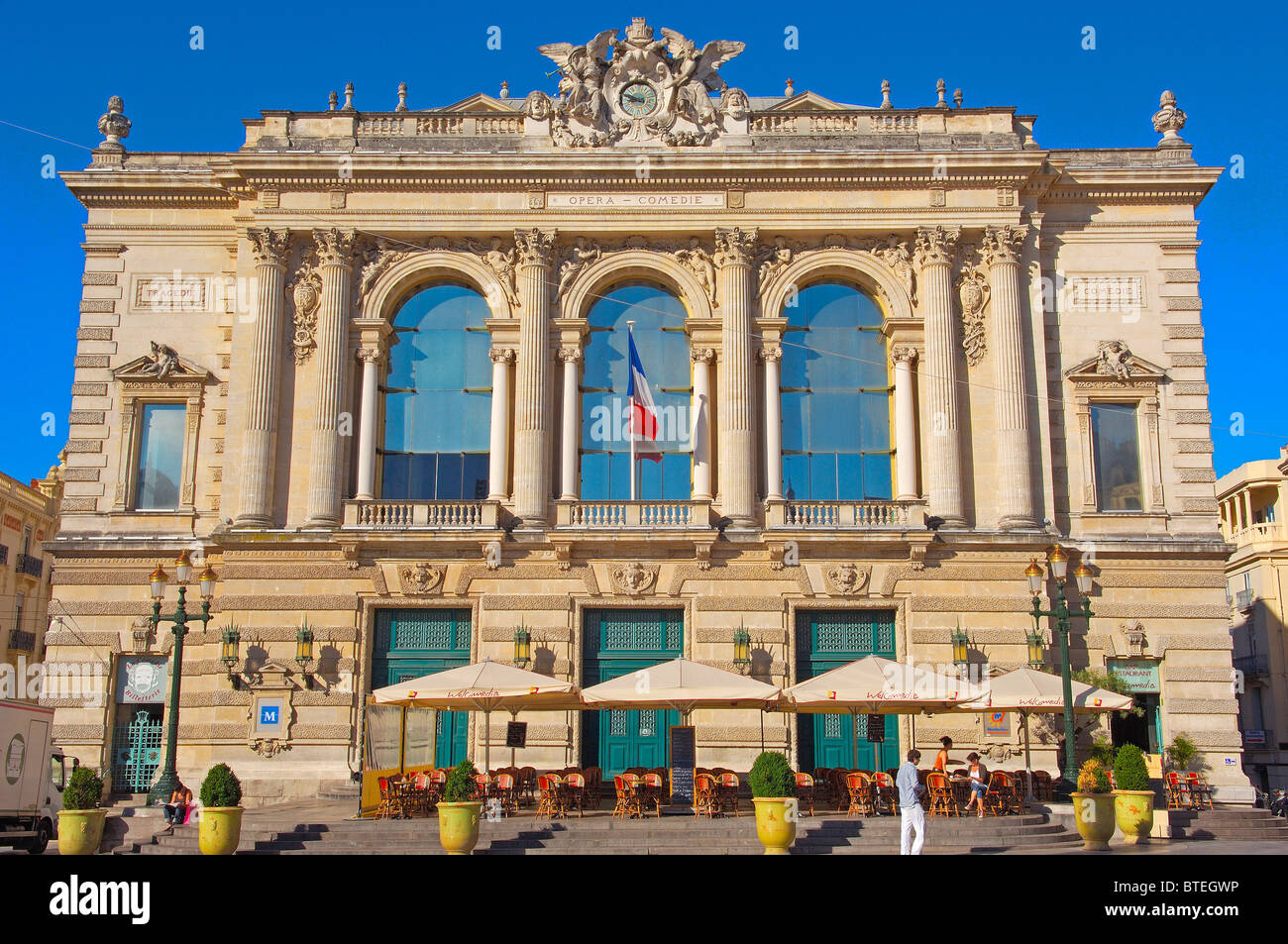 Opera building at Place de la Comedie, Montpellier. Herault, Languedoc ...