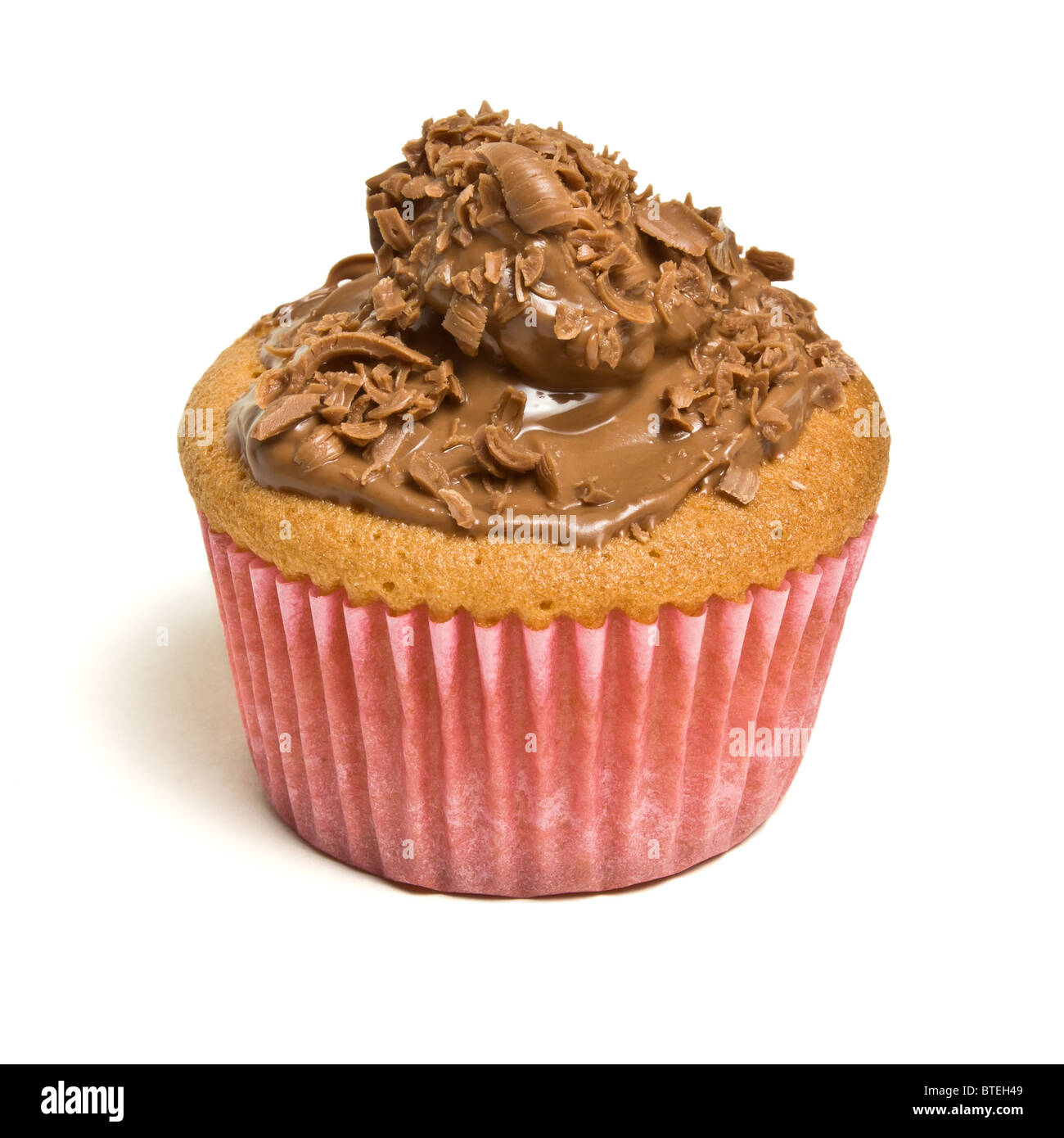 Unique homemade single cupcake from low perspective isolated against ...