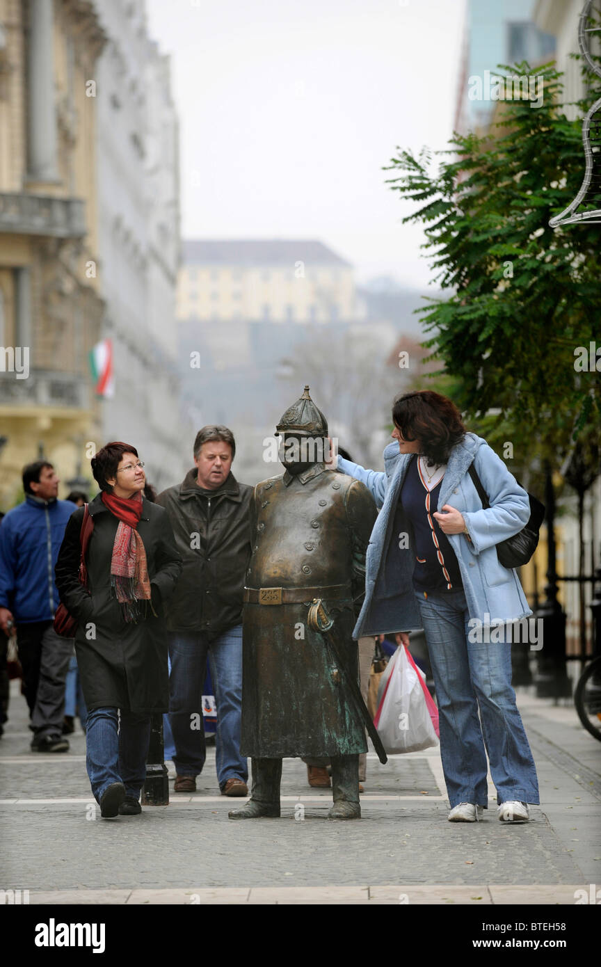 a bronze soldier statue in central Pest, Budapest, Hungary Stock Photo ...