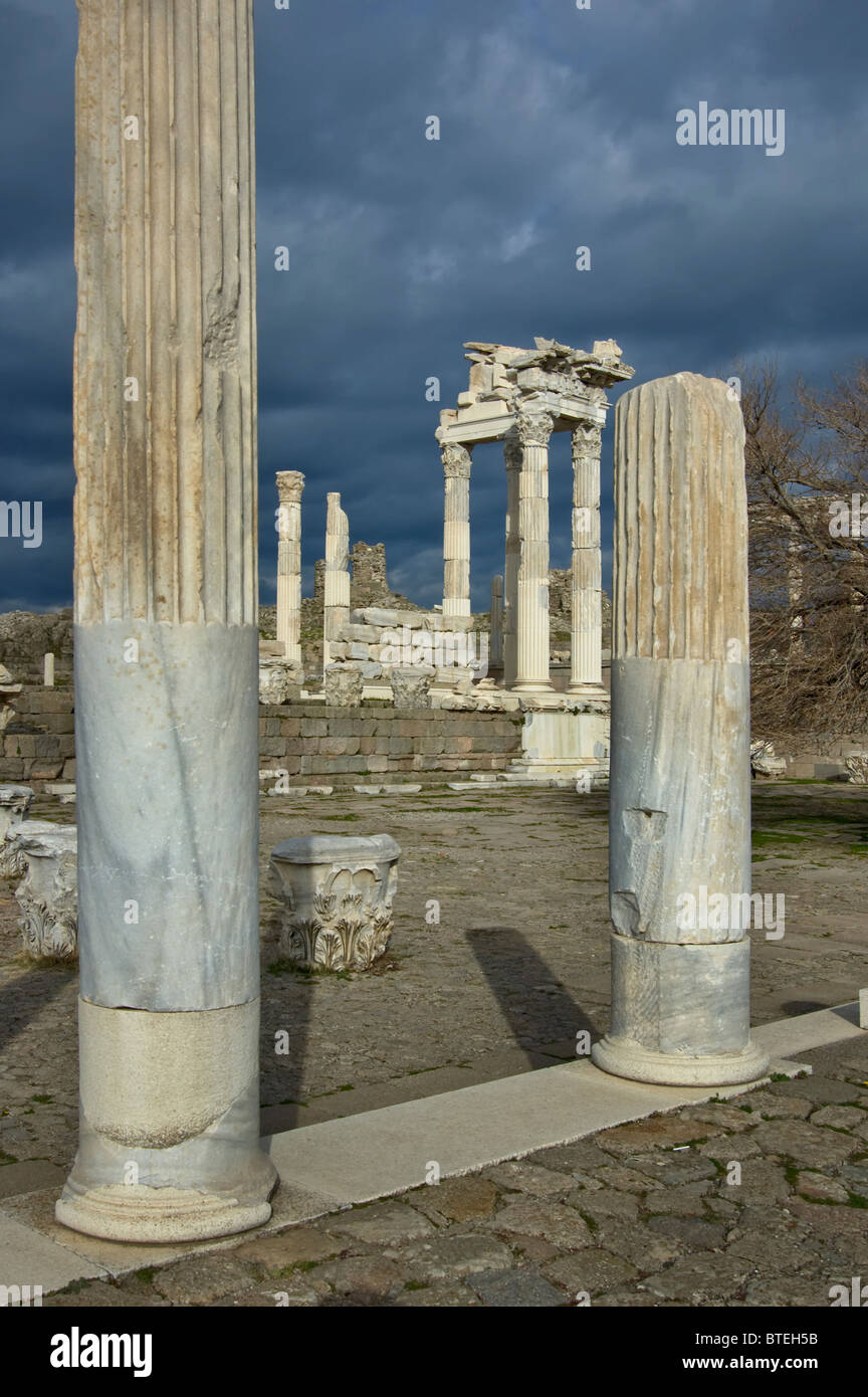 Corinthian columns of Temple of Trajan, Greek ruins on the acropolis of ...