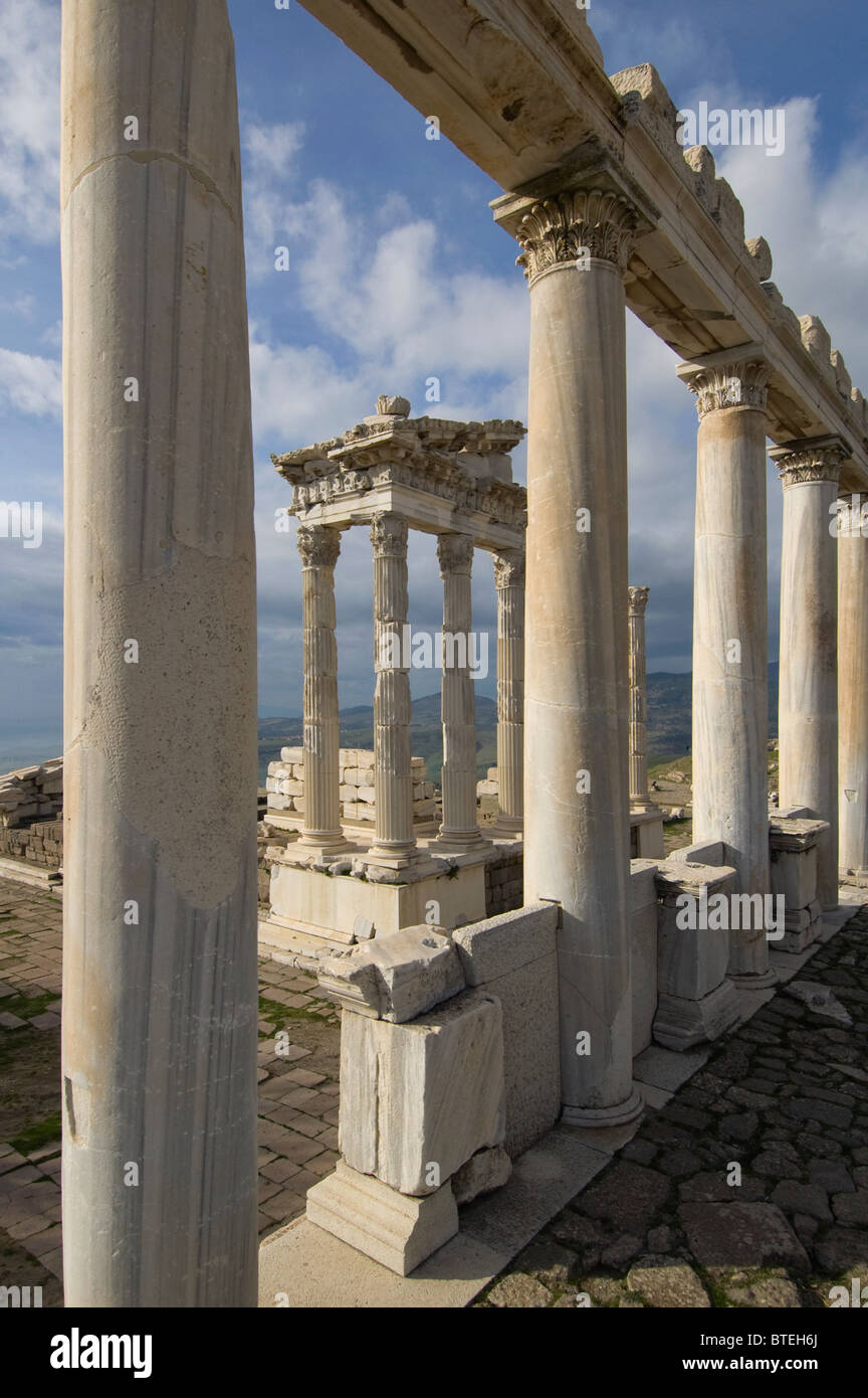 Corinthian columns of Temple of Trajan, Greek ruins on the acropolis of ...