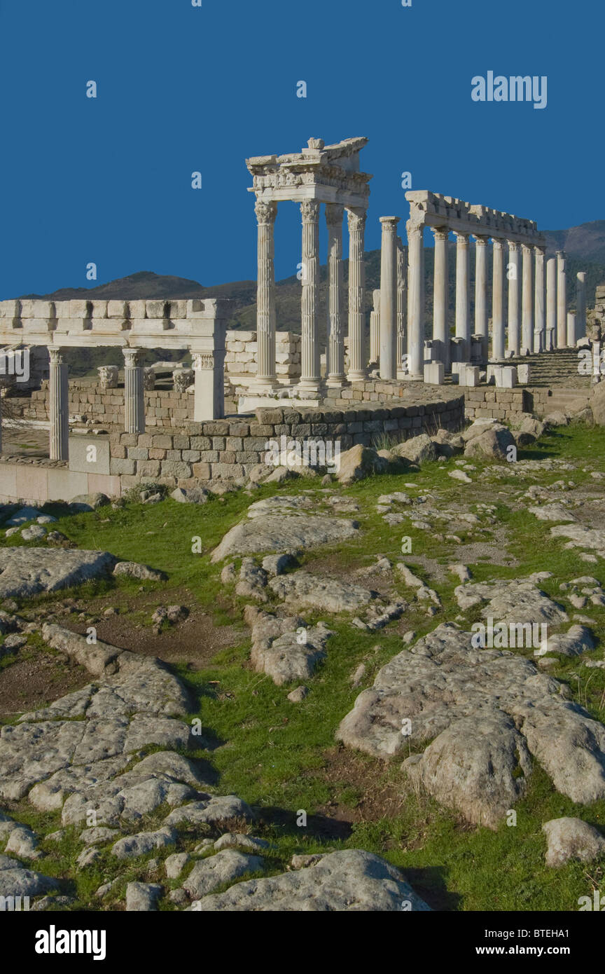 Corinthian columns of Temple of Trajan, Greek ruins on the acropolis of ...