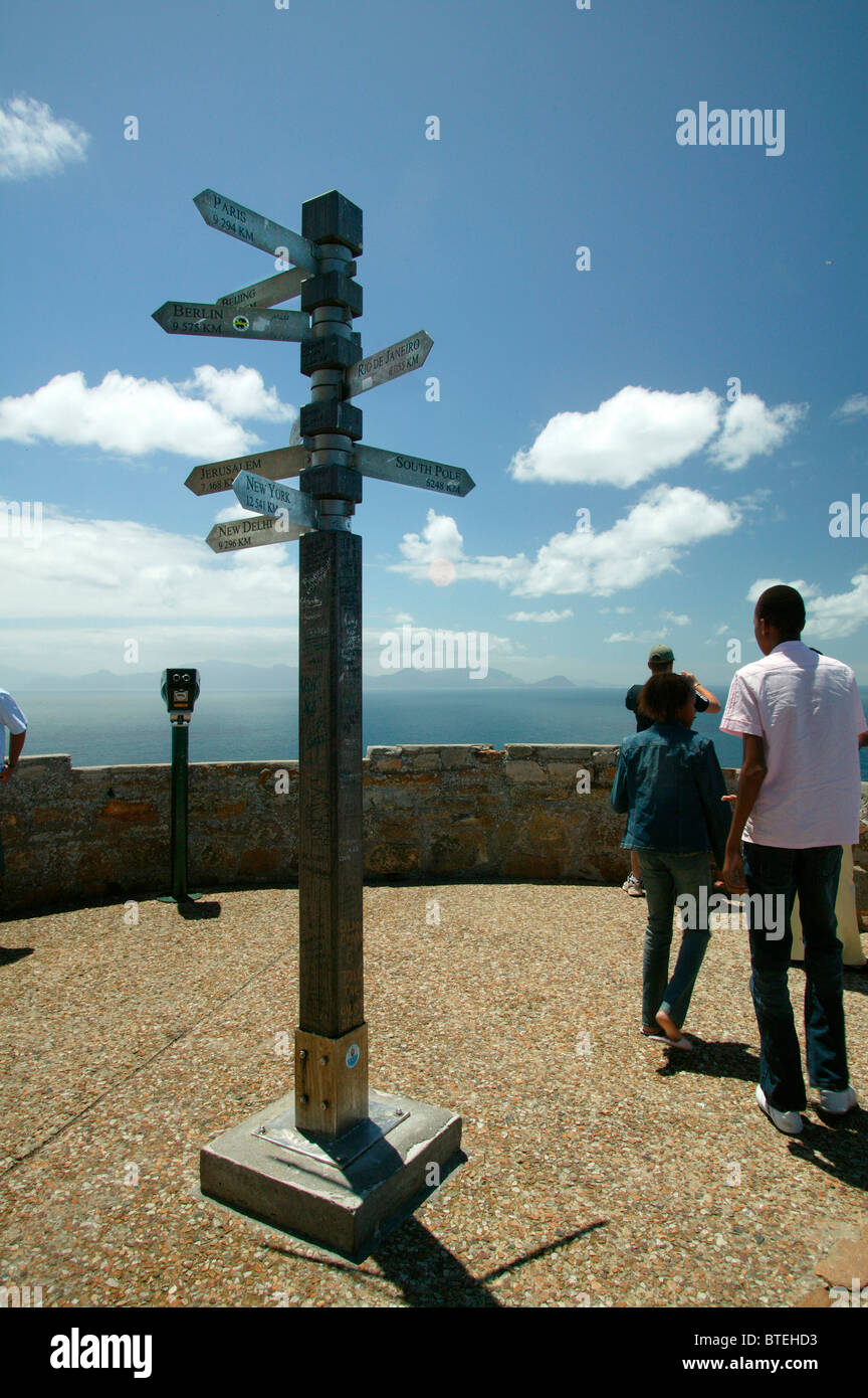 Distance signpost at Cape Point Stock Photo - Alamy