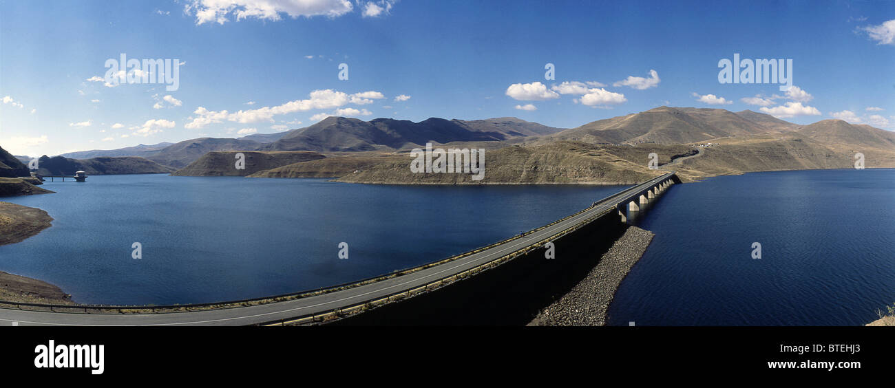 Bridge across Katse Dam Stock Photo - Alamy