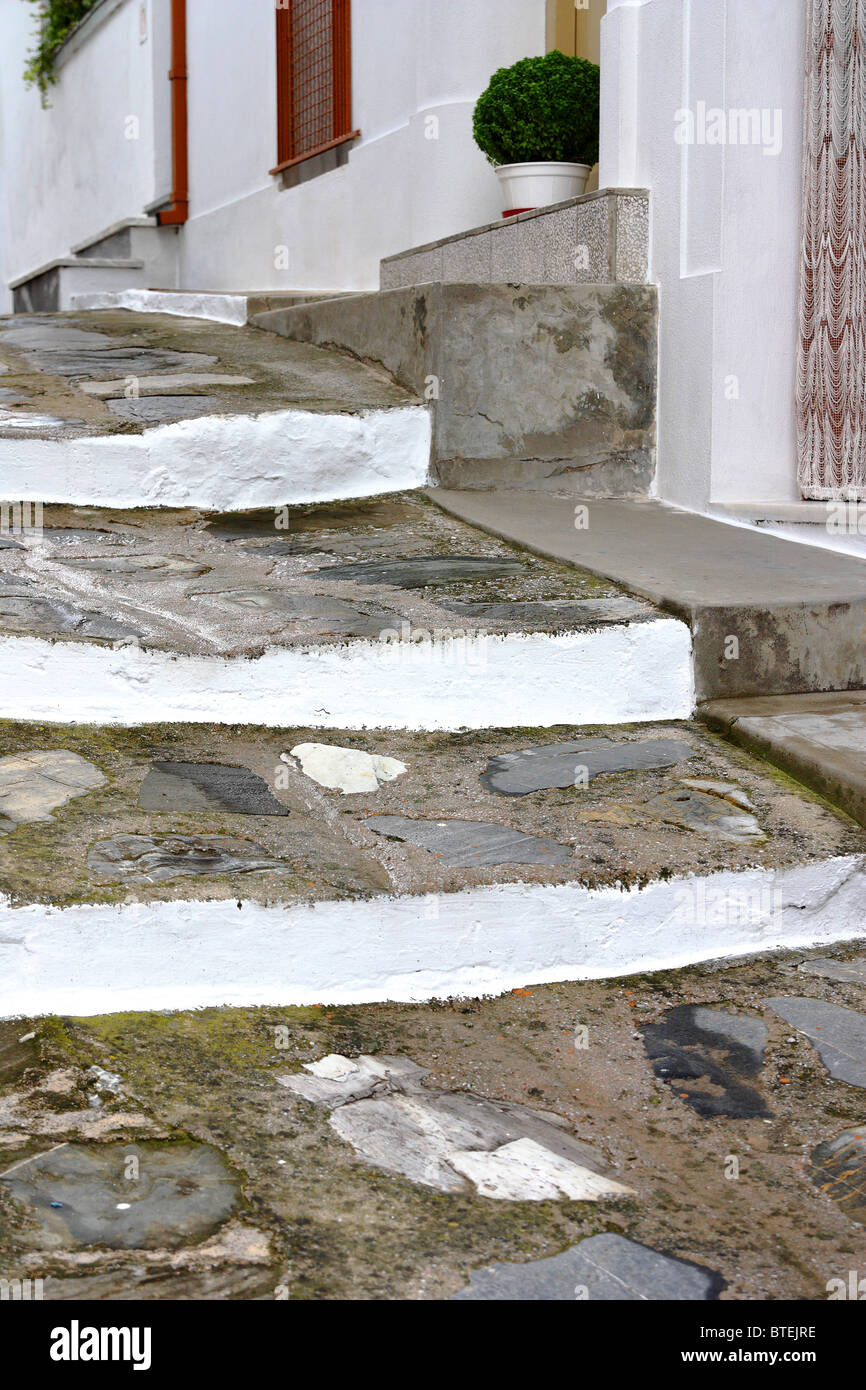 Steps in Skopelos, Greece Stock Photo - Alamy