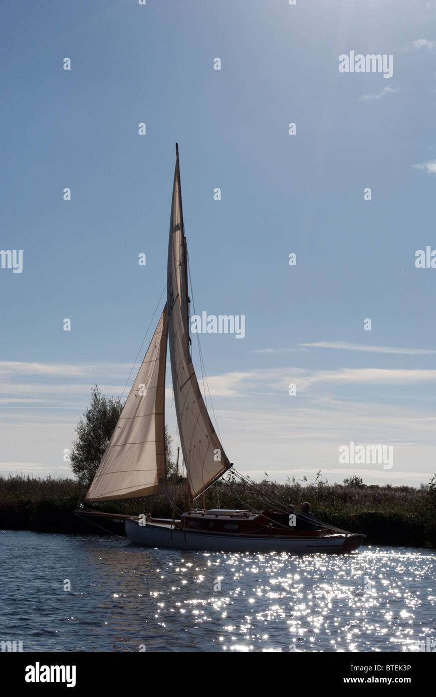 A traditional sailing boat on the Norfolk Broads Stock Photo - Alamy