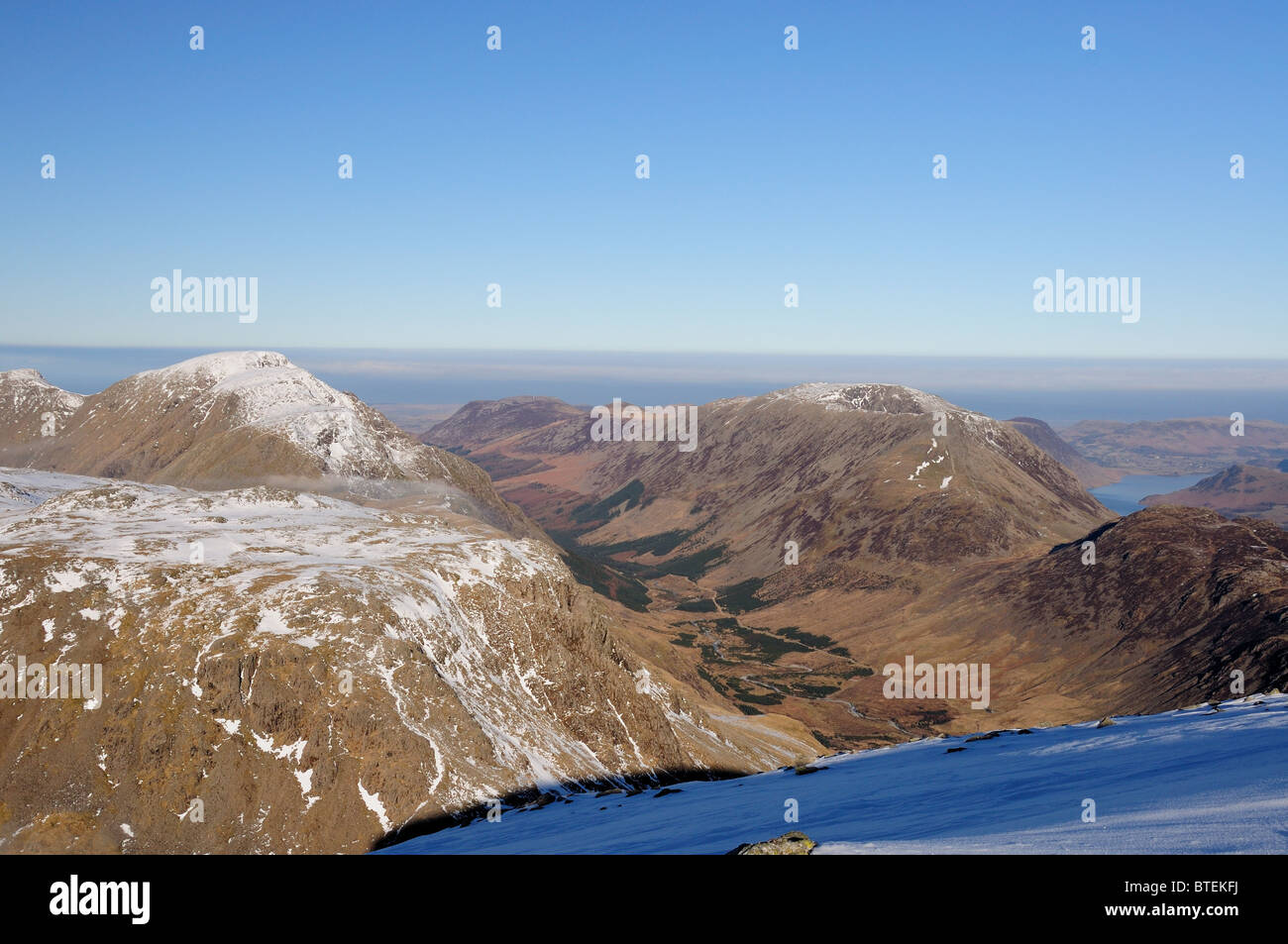Winter view from Great Gable towards Kirk Fell, Pillar, Ennerdale ...