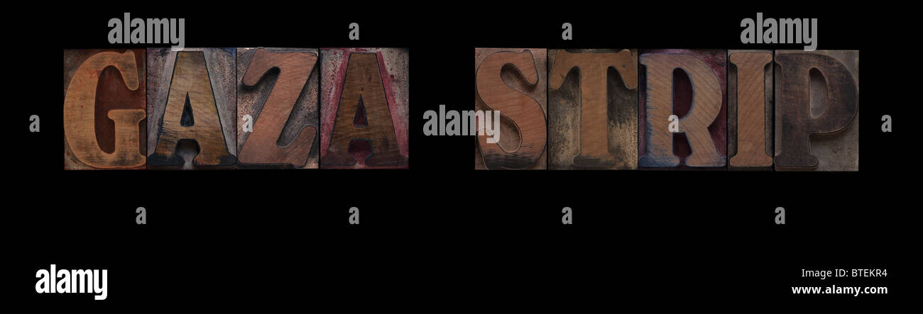 the words Gaza Strip in old letterpress wood type Stock Photo - Alamy