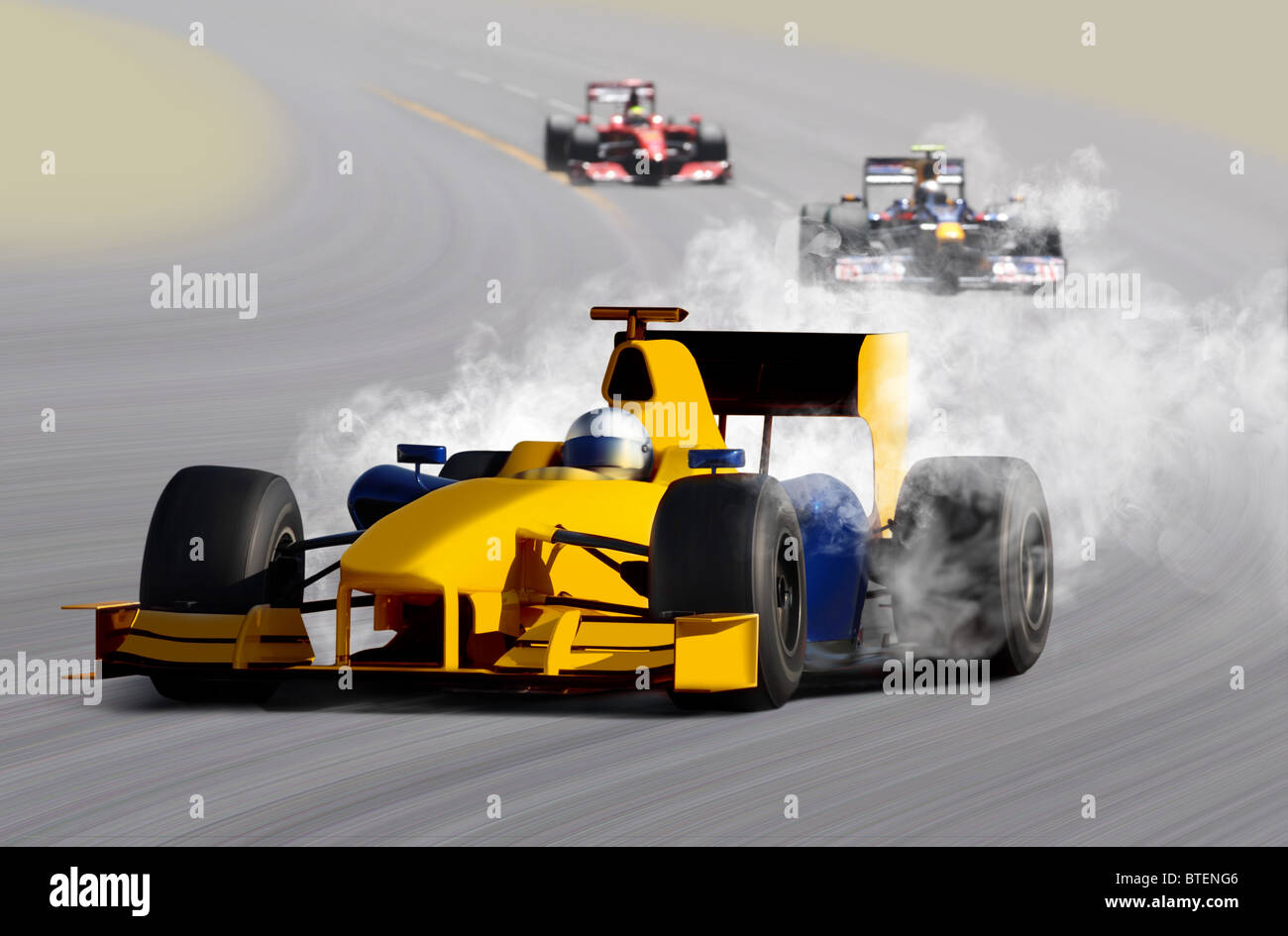 breakdown of formula one race car on speed track Stock Photo - Alamy