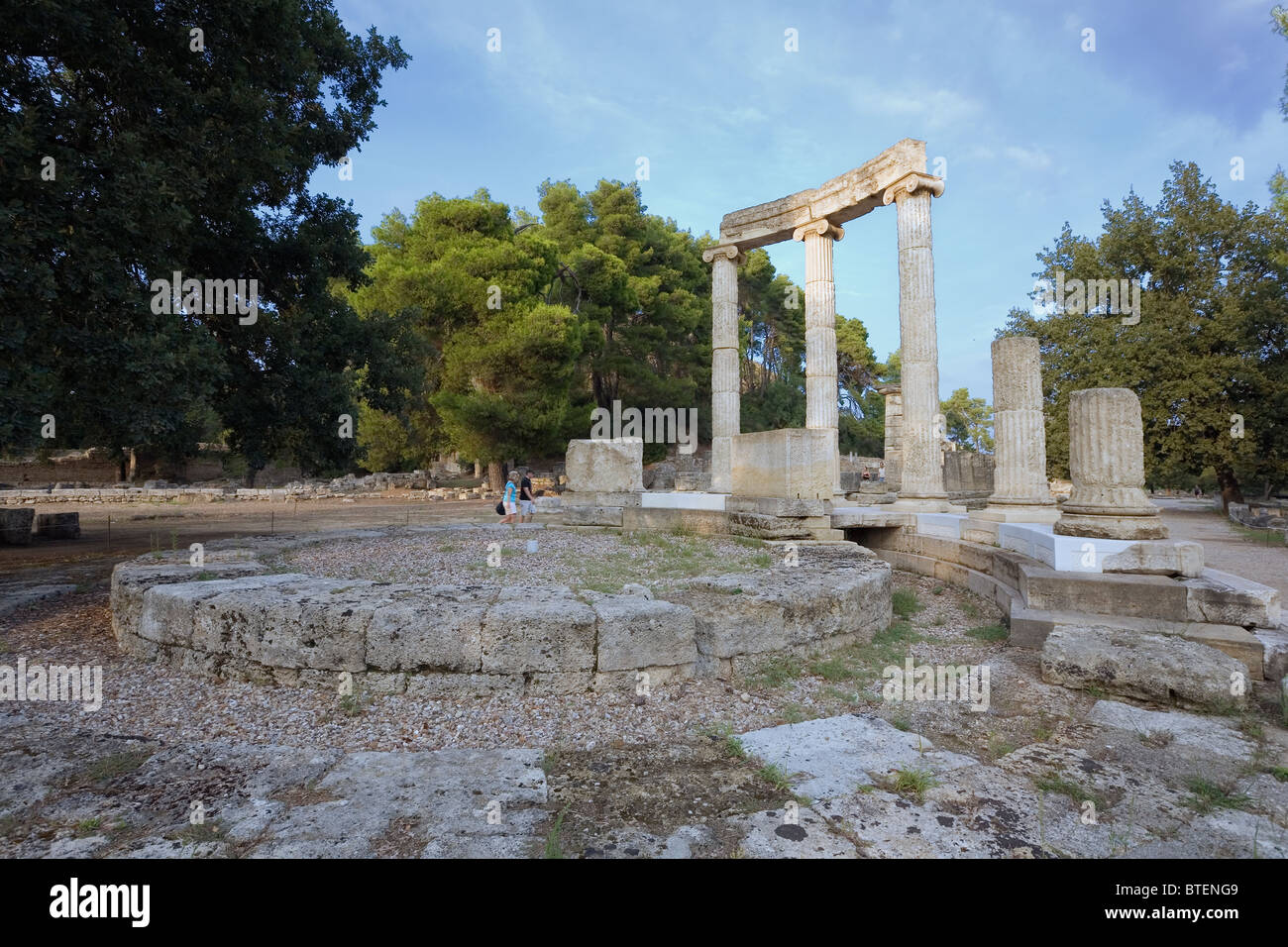The Philippeion temple in Ancient Olympia, Greece, Europe Stock Photo ...