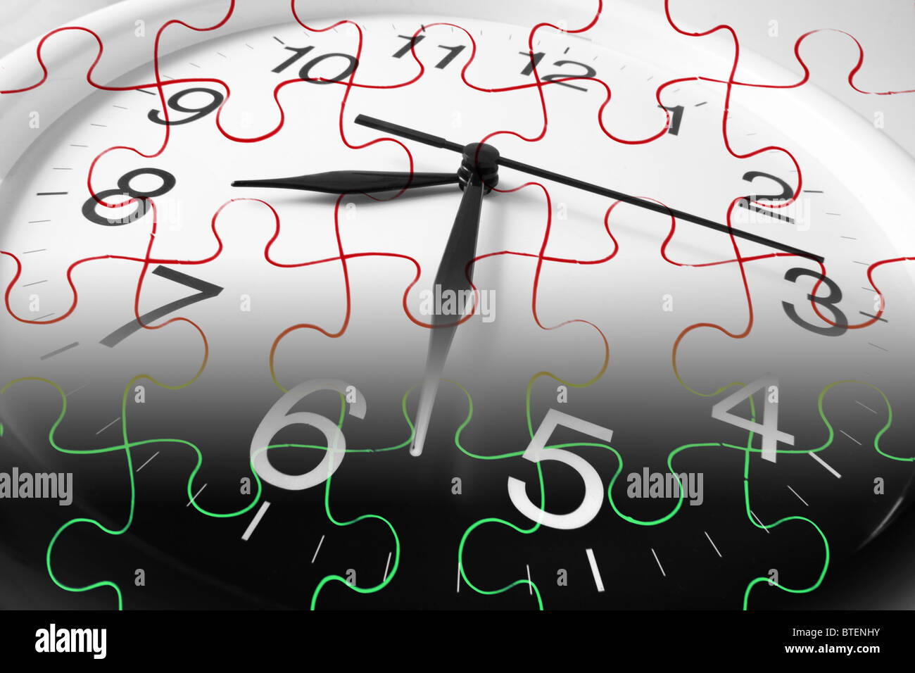 Clock and Jigsaw Puzzle Stock Photo - Alamy