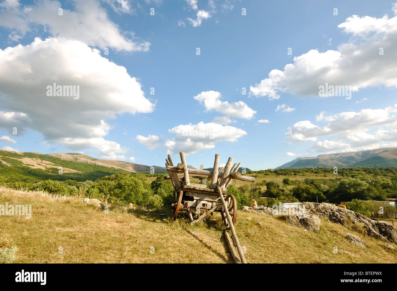 mountain landscape with a peasant cart Stock Photo - Alamy